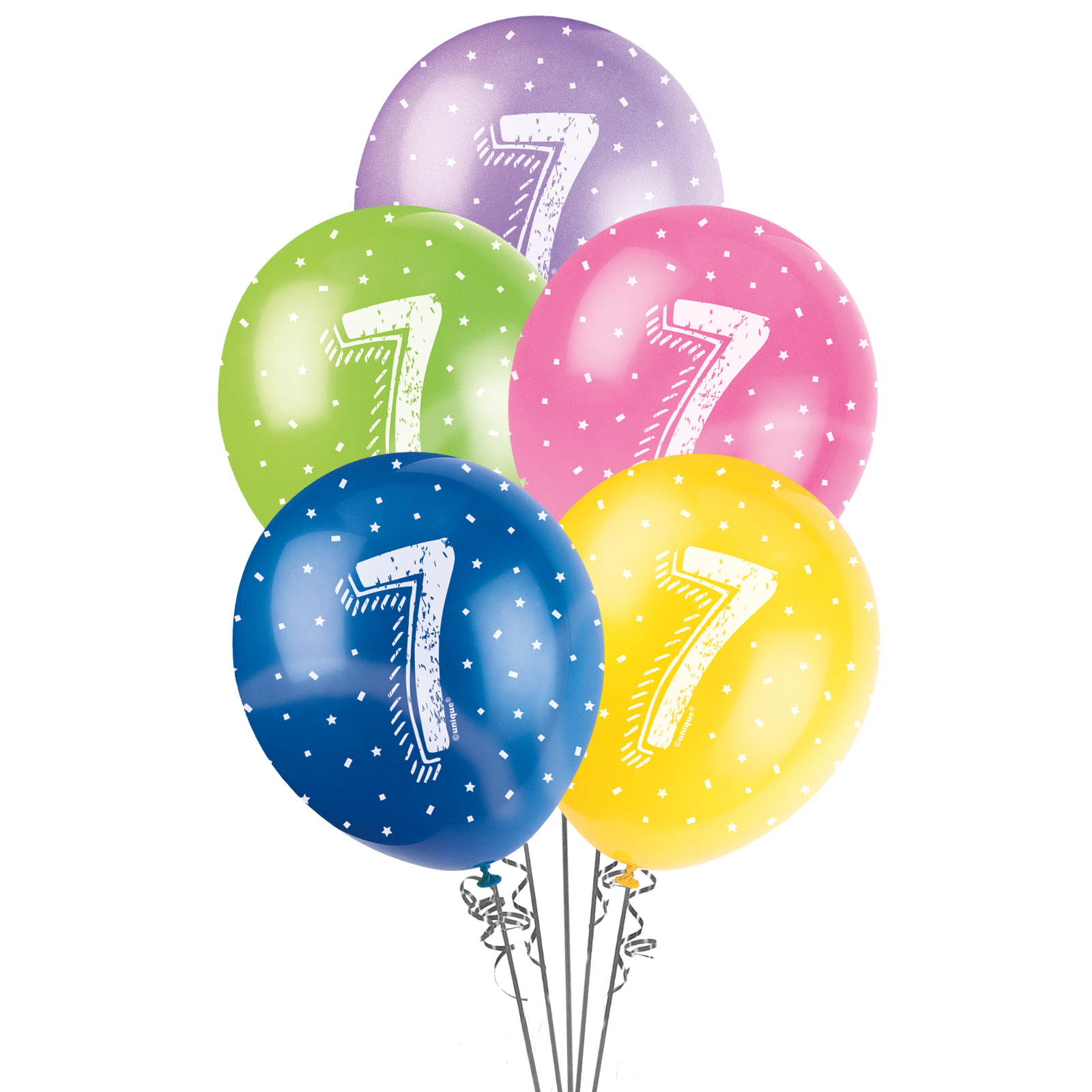 7th Birthday Assorted Coloured Balloons (Pack of 5) | 3rd to 7th ...