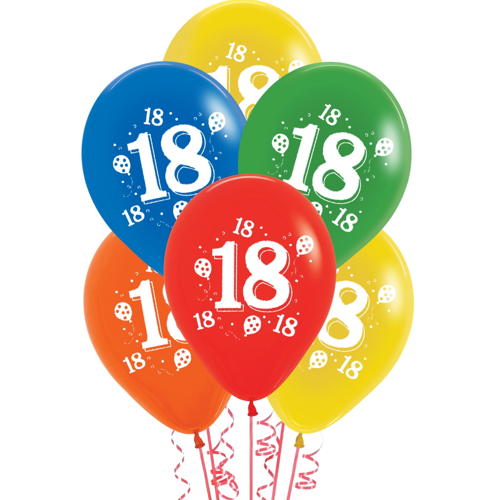 18th Party Balloons Assorted Colours (Pack of 10) - Discount Party Supplies