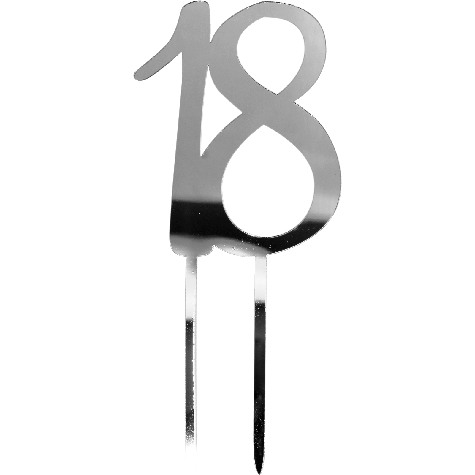 18 Silver Mirror Cake Topper - Discount Party Supplies