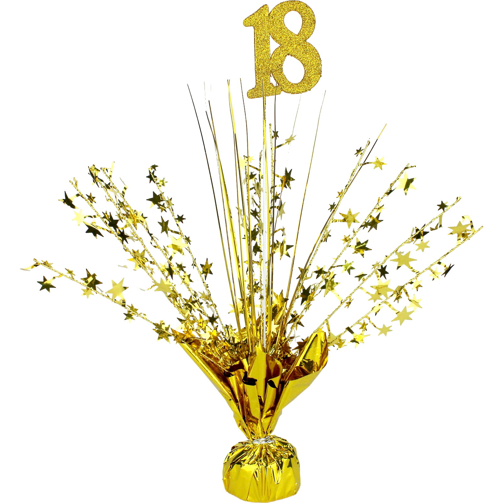 18th Birthday Gold Star Foil Spray Centrepiece - Discount Party Supplies