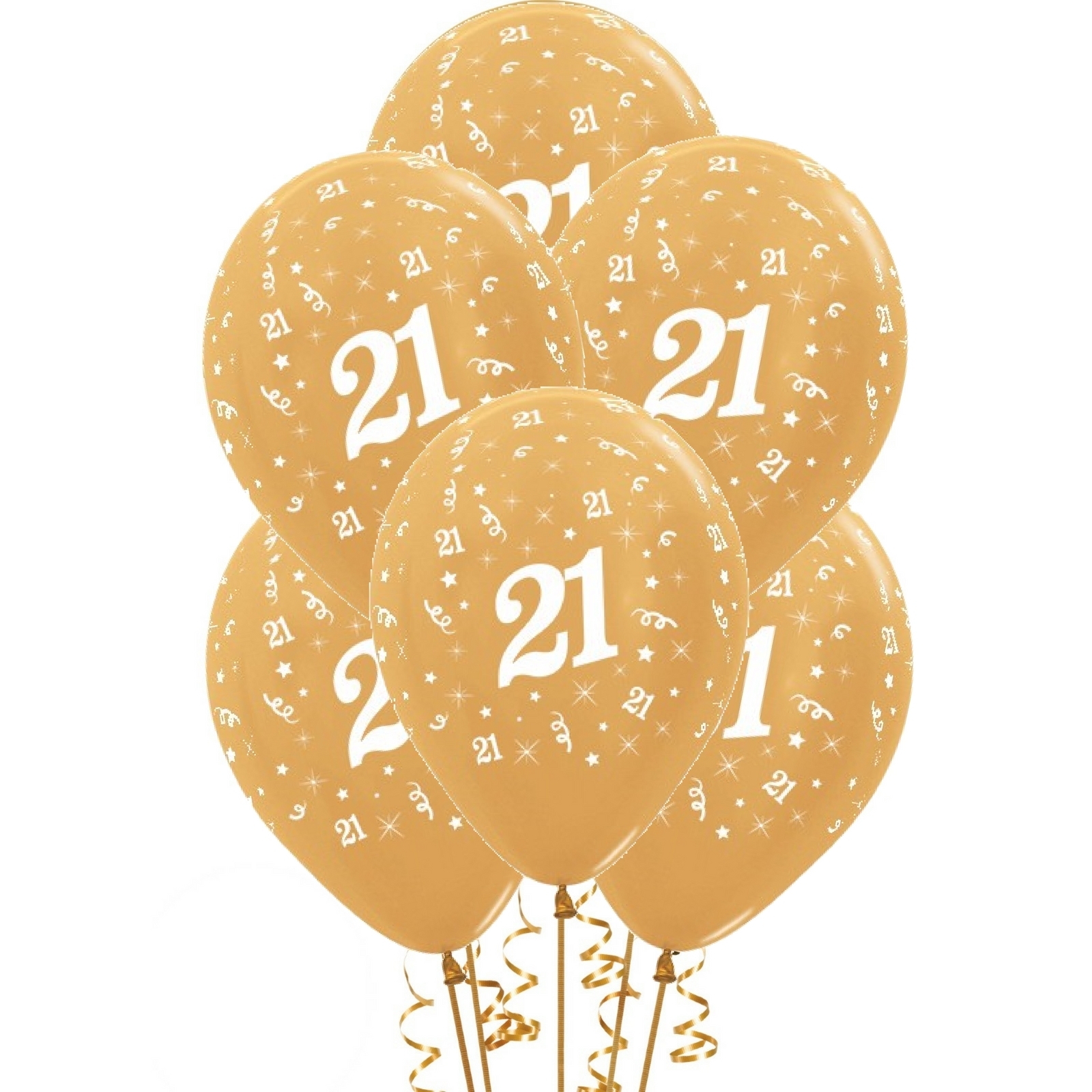 Sempertex All Over 21st Birthday Gold Balloons (Pack of 6) - Discount ...