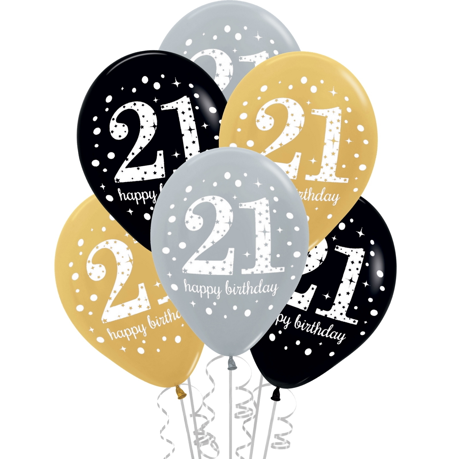 Sparkling Celebration 21st Birthday Balloons (Pack of 6) - Discount ...