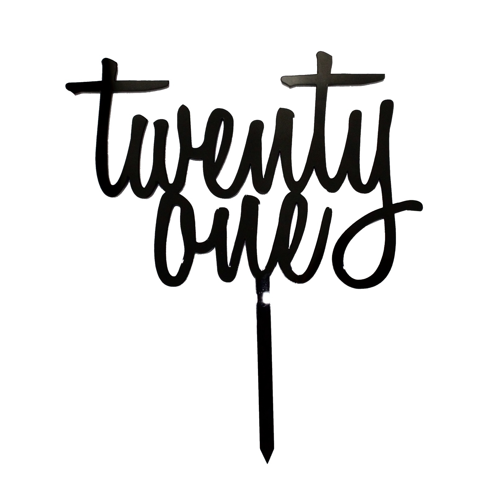 Twenty One Black Acrylic Cake Topper - Discount Party Supplies