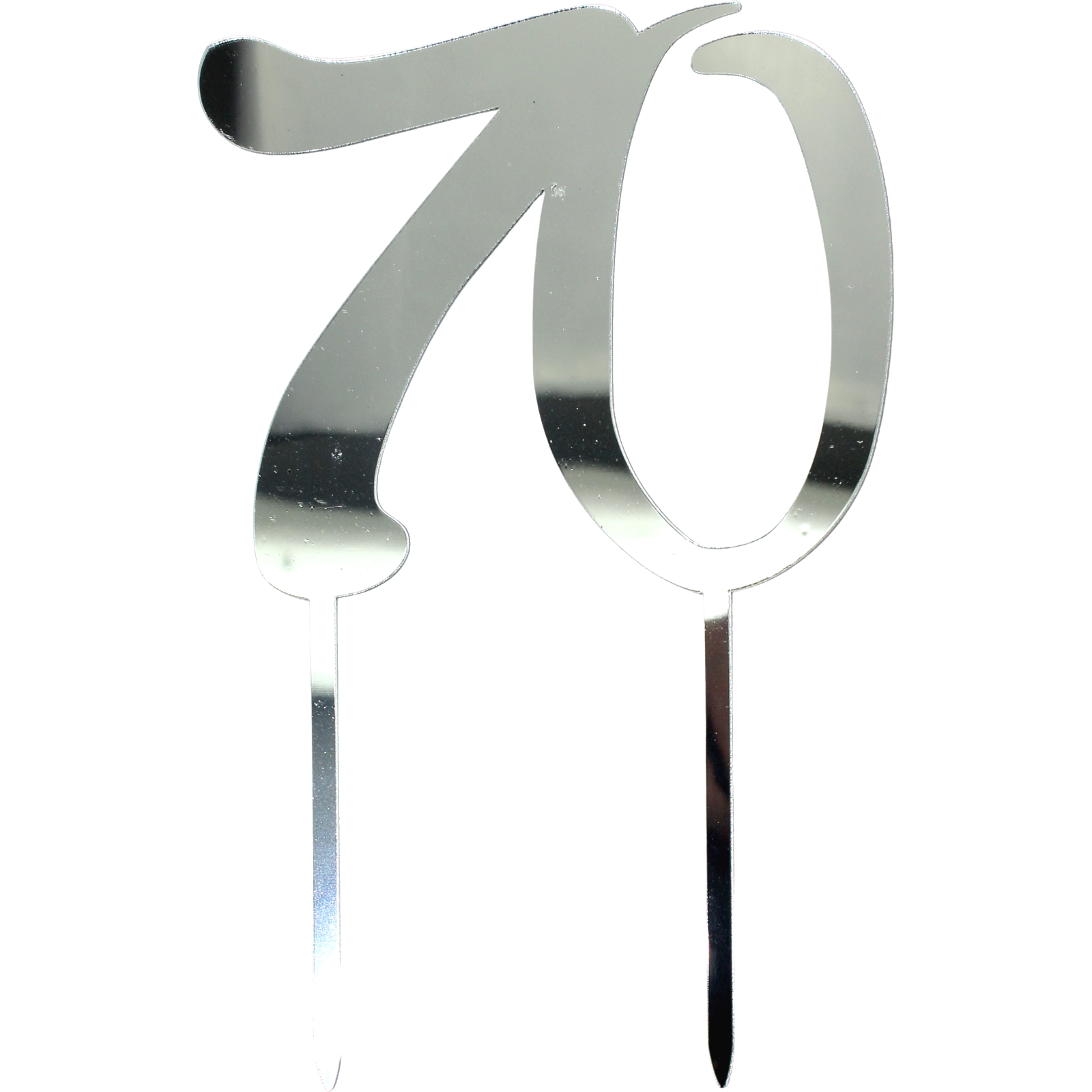 70 Silver Mirror Cake Topper - Discount Party Supplies