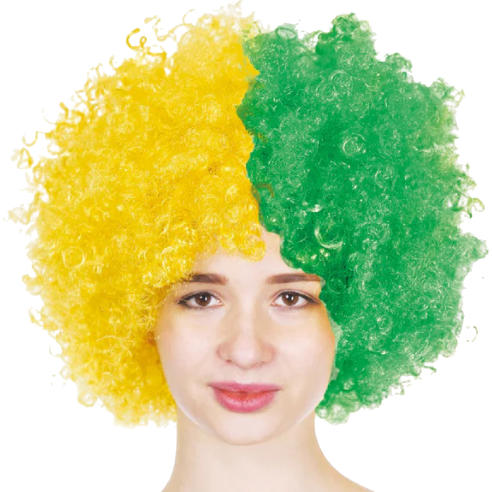 Aussie Green and Yellow Afro Wig - Discount Party Supplies
