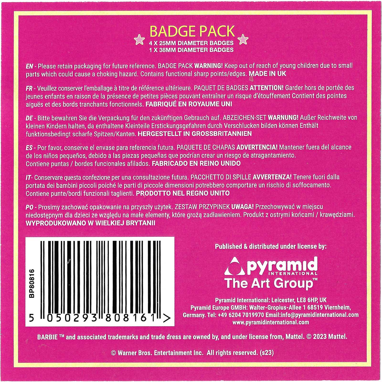 Barbie Badges (Pack of 5) | Barbie | Girls Birthday Party Supplies ...