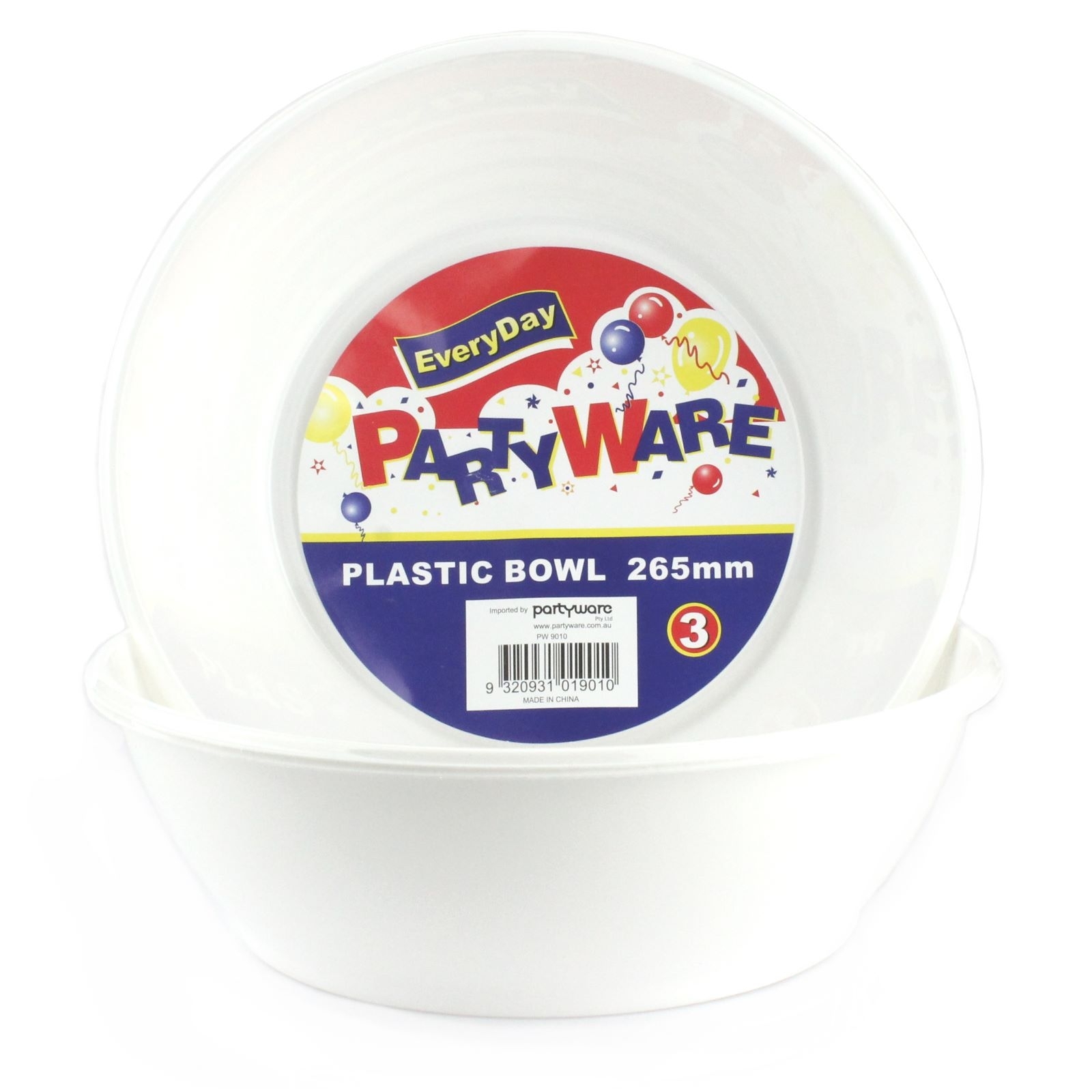 Large Round Plastic Bowls (Pack of 3) - Discount Party Supplies