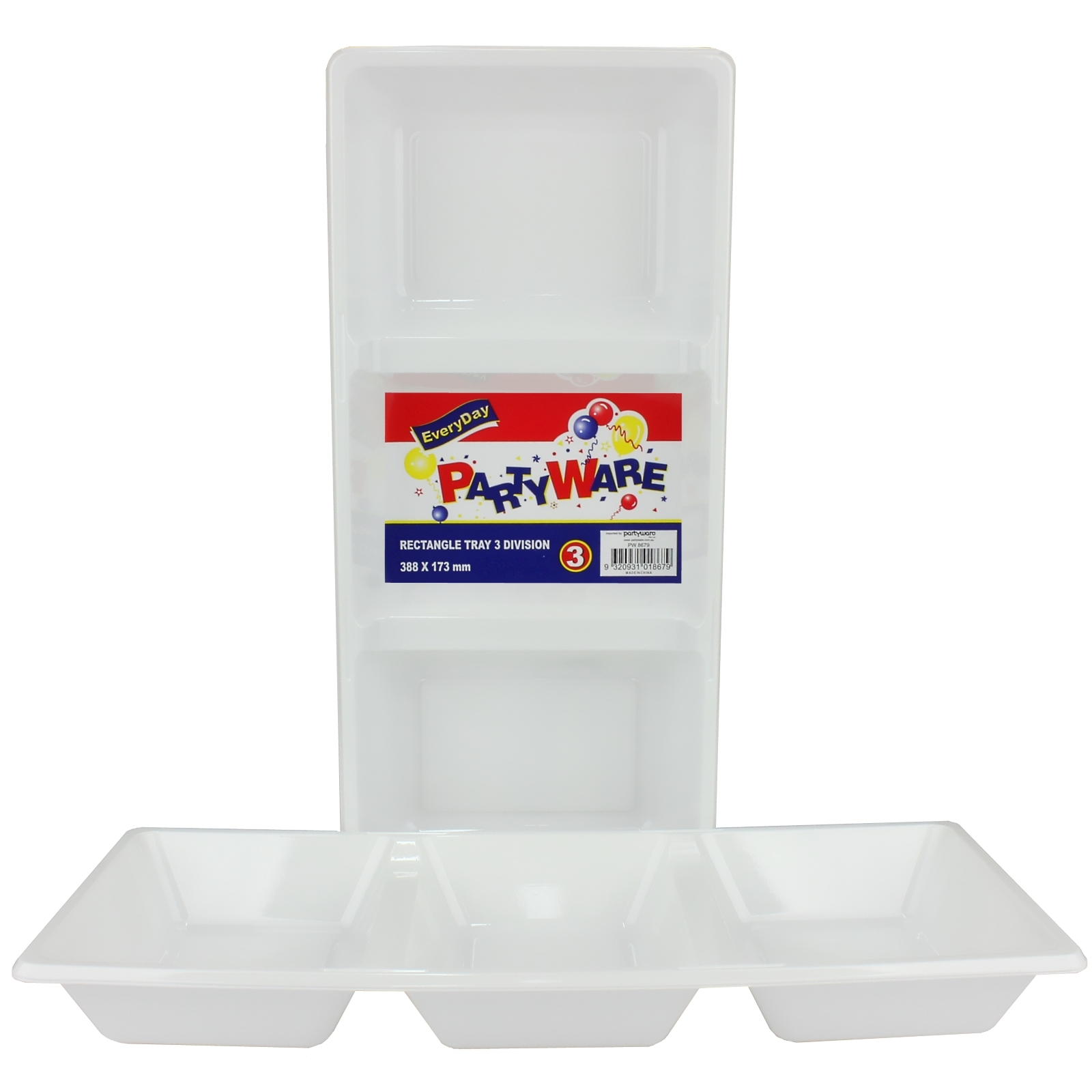 Rectangular Plastic Dividing Trays (Pack of 3) - Discount Party Supplies