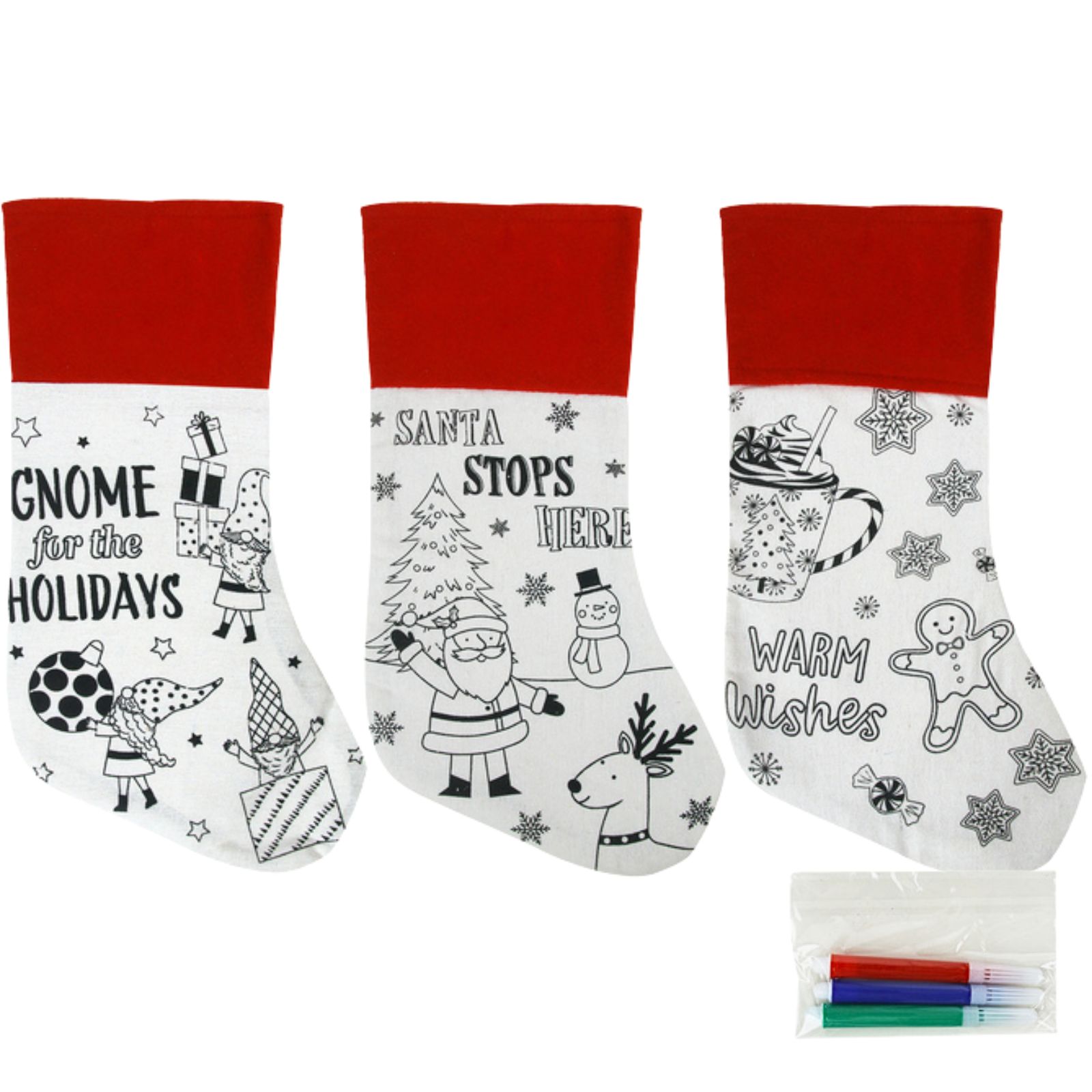 Colour Your Own Christmas Stocking (1 Only) - Discount Party Supplies
