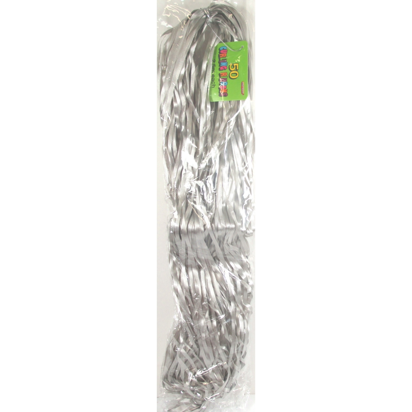 Precut Ribbon Silver 2.5m Lengths (Pack of 50) - Discount Party Supplies