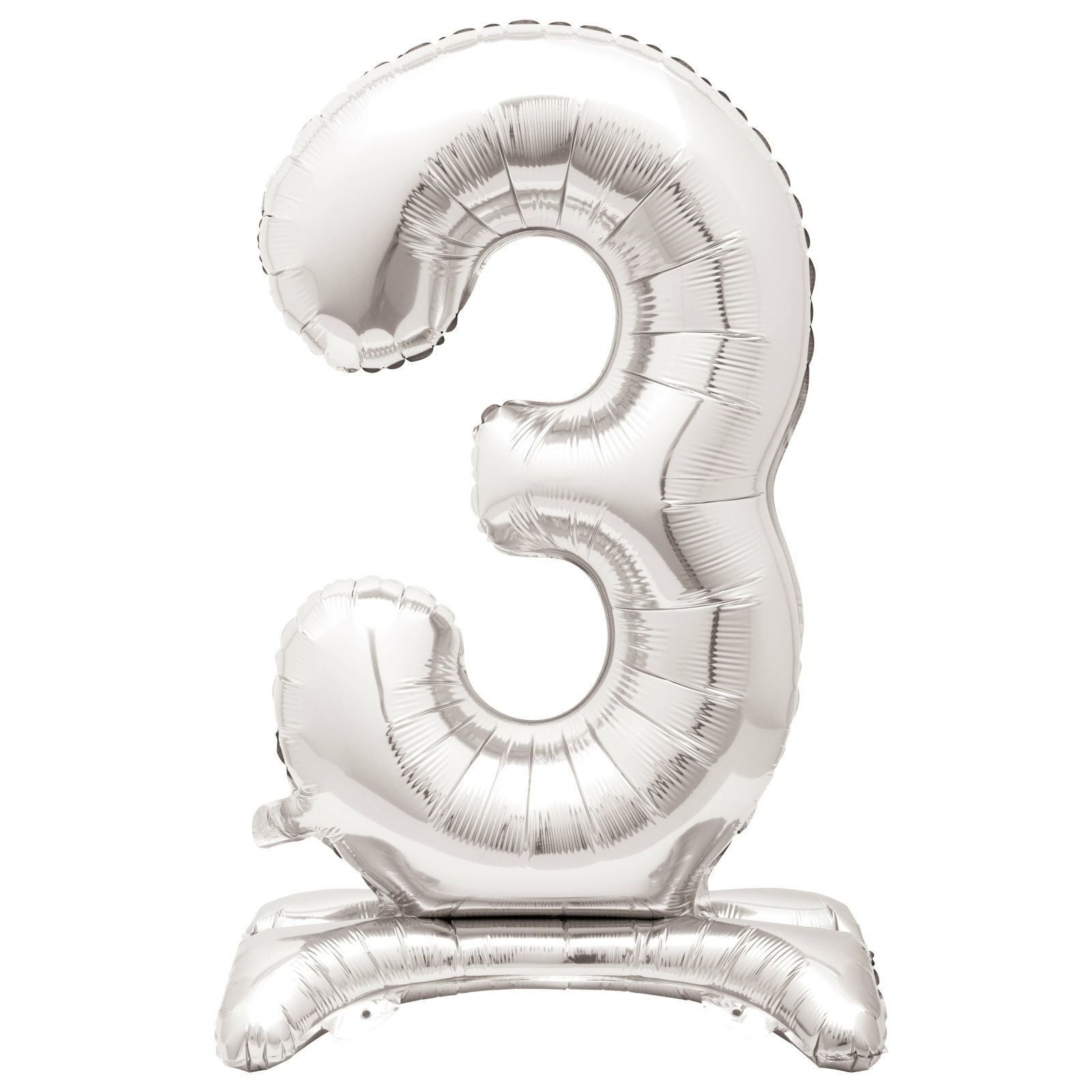 Silver Number 3 Stand Up Air Fill Balloon 76cm - Discount Party Supplies