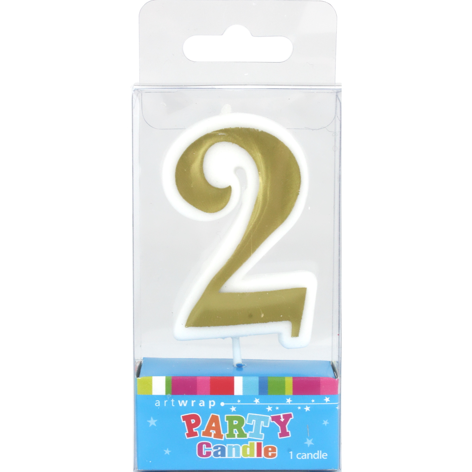 Gold Accent Number 2 Candle - Discount Party Supplies