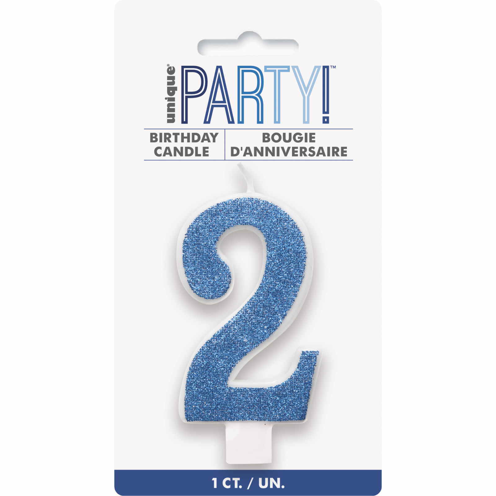 Blue Glitter Accent Number 2 Candle - Discount Party Supplies
