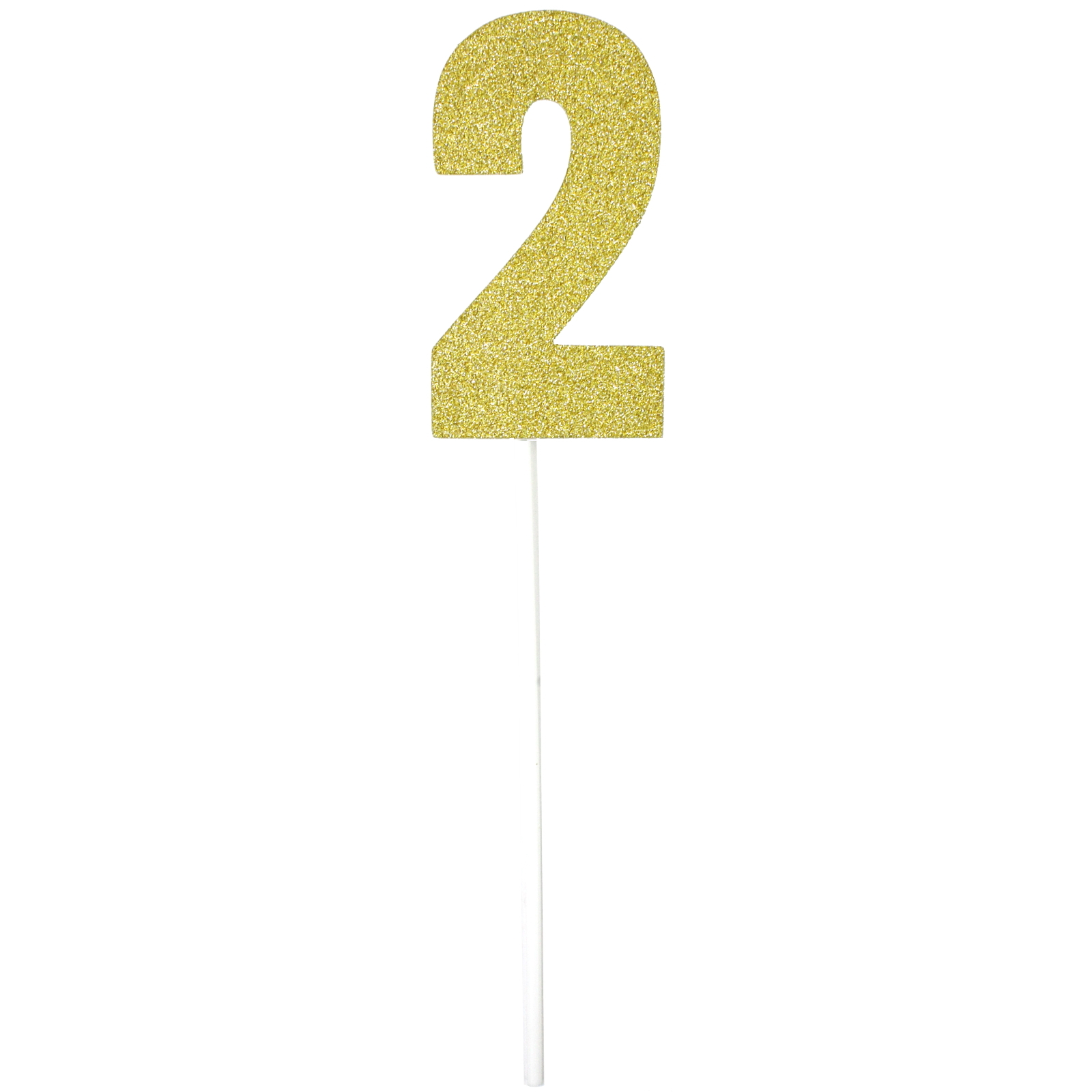 Gold Glitter Number 2 Cake Topper - Discount Party Supplies