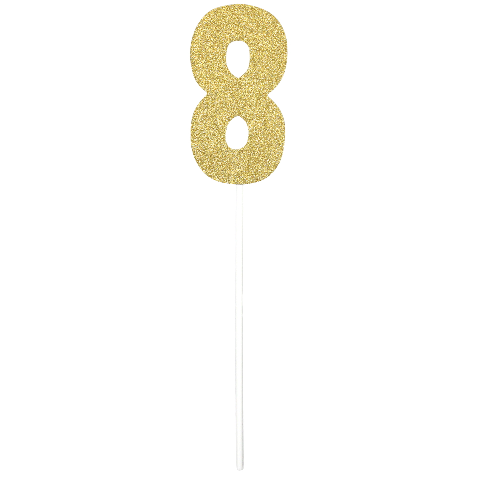 Gold Glitter Number 8 Cake Topper - Discount Party Supplies