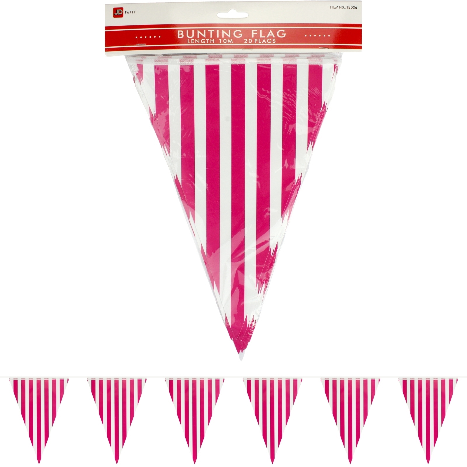 Hot Pink and White Striped Paper Flag Banner (10m) - Discount Party ...