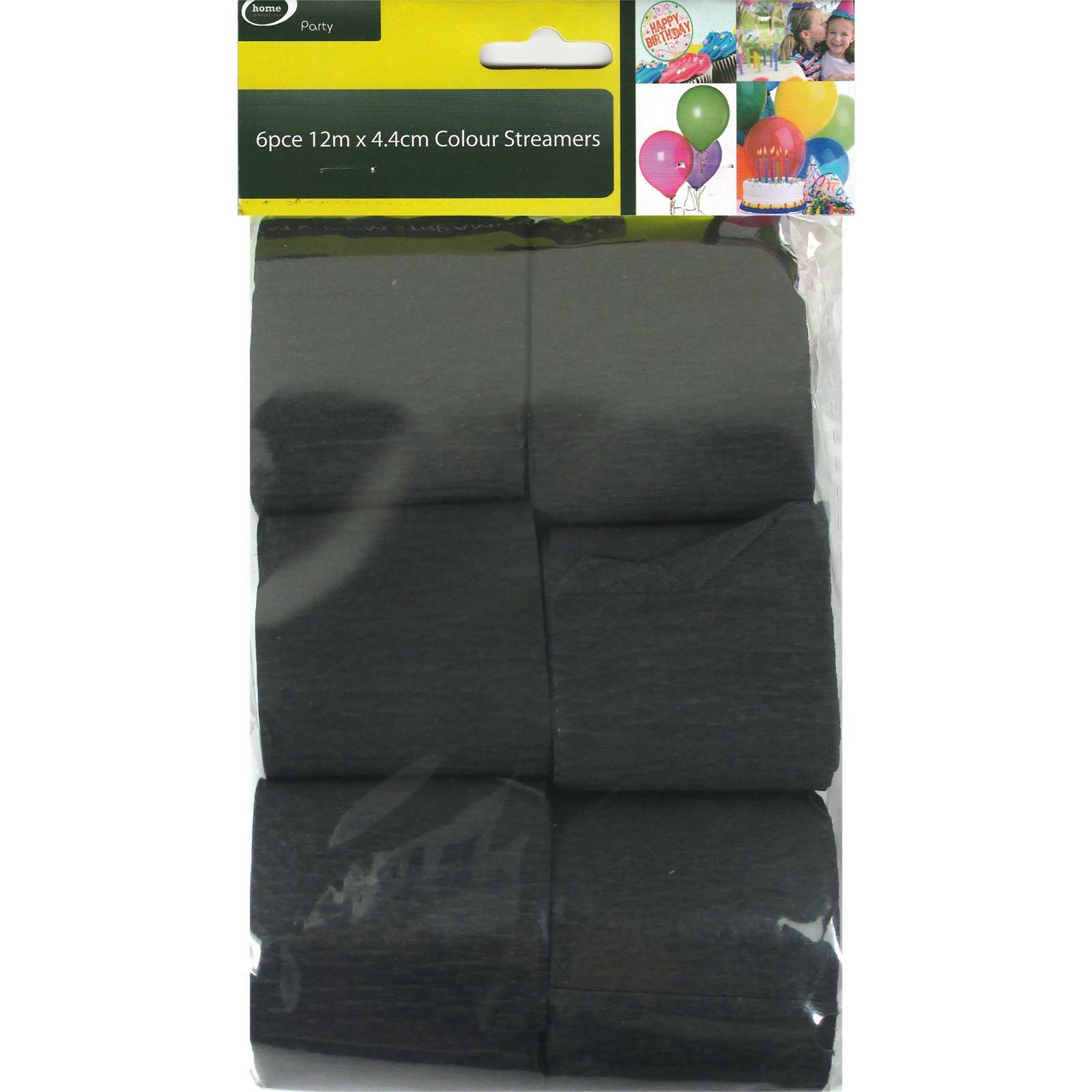 Black Crepe Streamers (Pack of 6) - Discount Party Supplies
