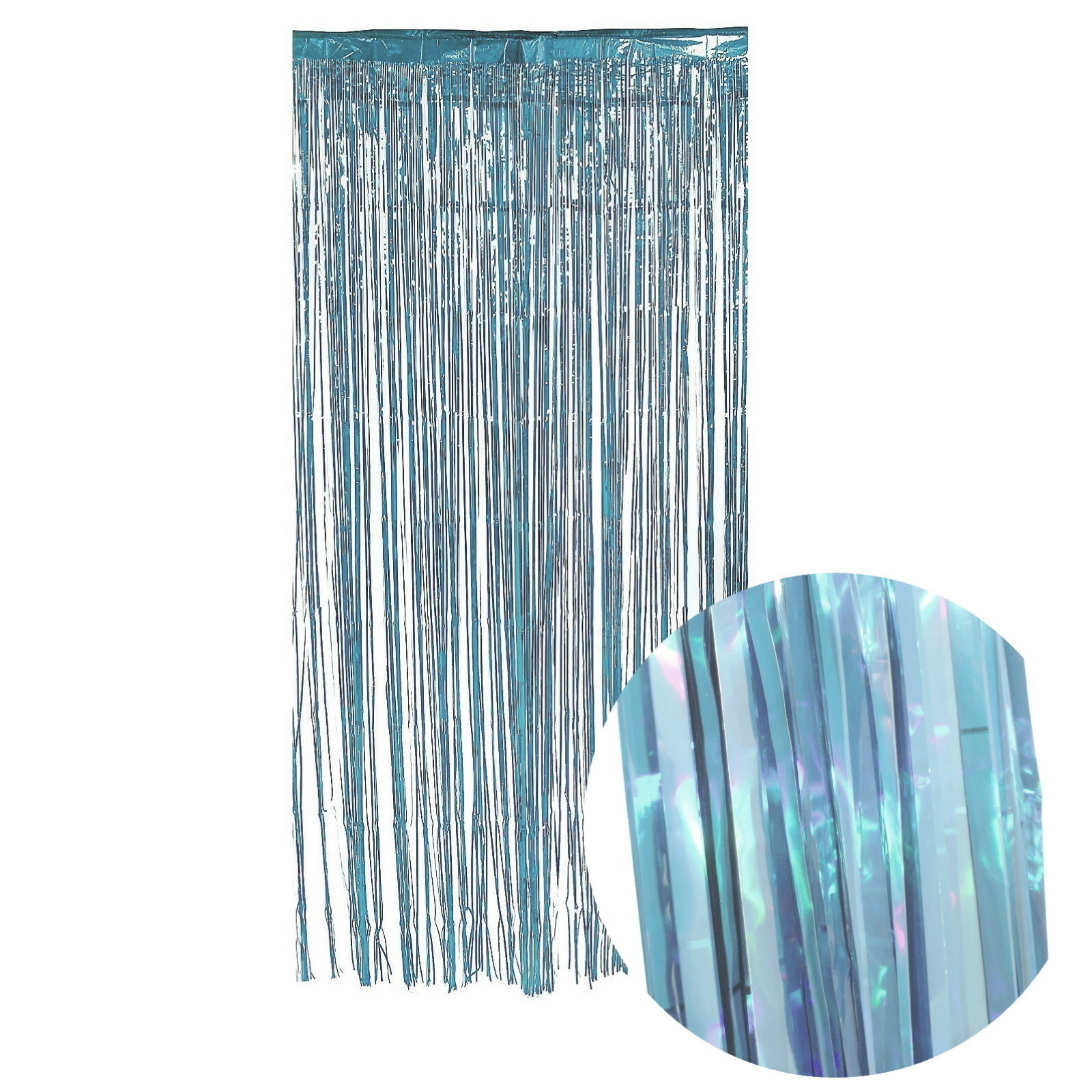Iridescent Light Blue Foil Backdrop Curtain 100cm x 200cm - Discount Party Supplies