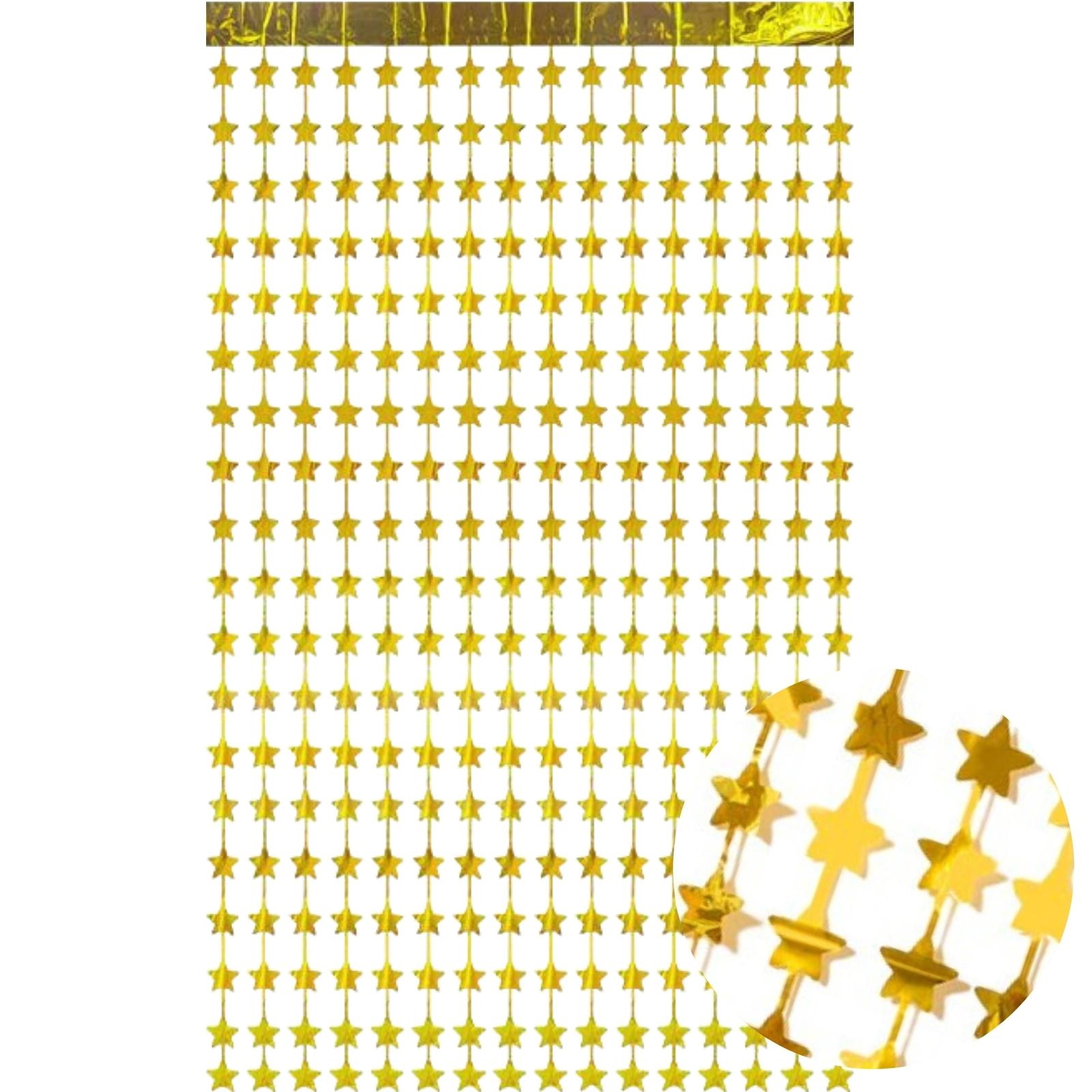 Metallic Gold Star Foil Backdrop Curtain 100cm x 200cm - Discount Party ...