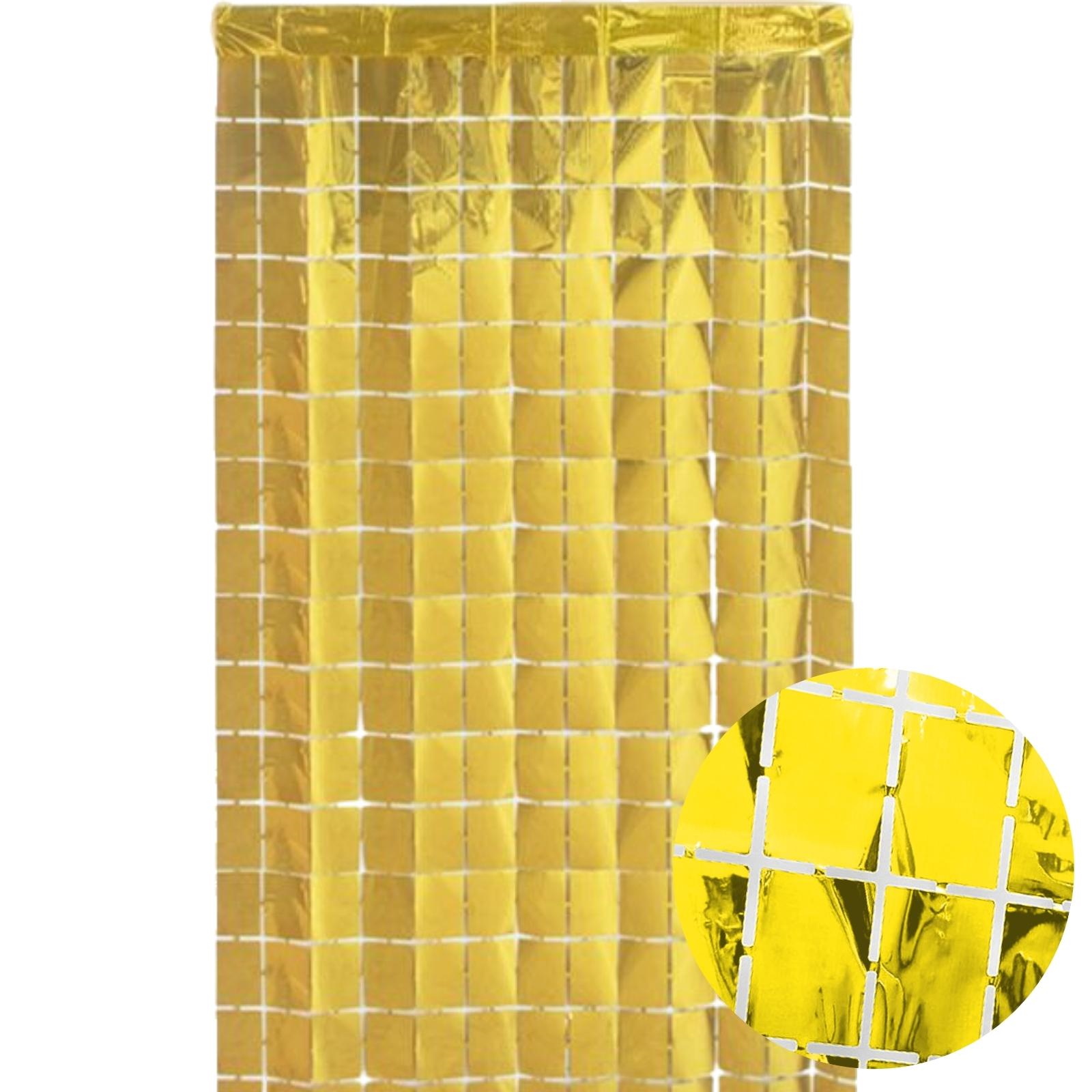 Metallic Gold Rectangle Foil Backdrop Curtain 100cm x 200cm - Discount ...