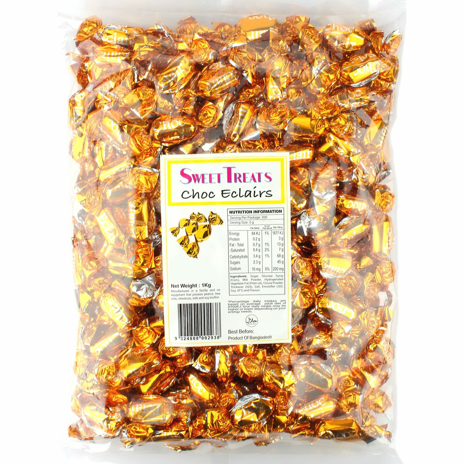 Gold Choc Eclairs (1kg) - Discount Party Supplies