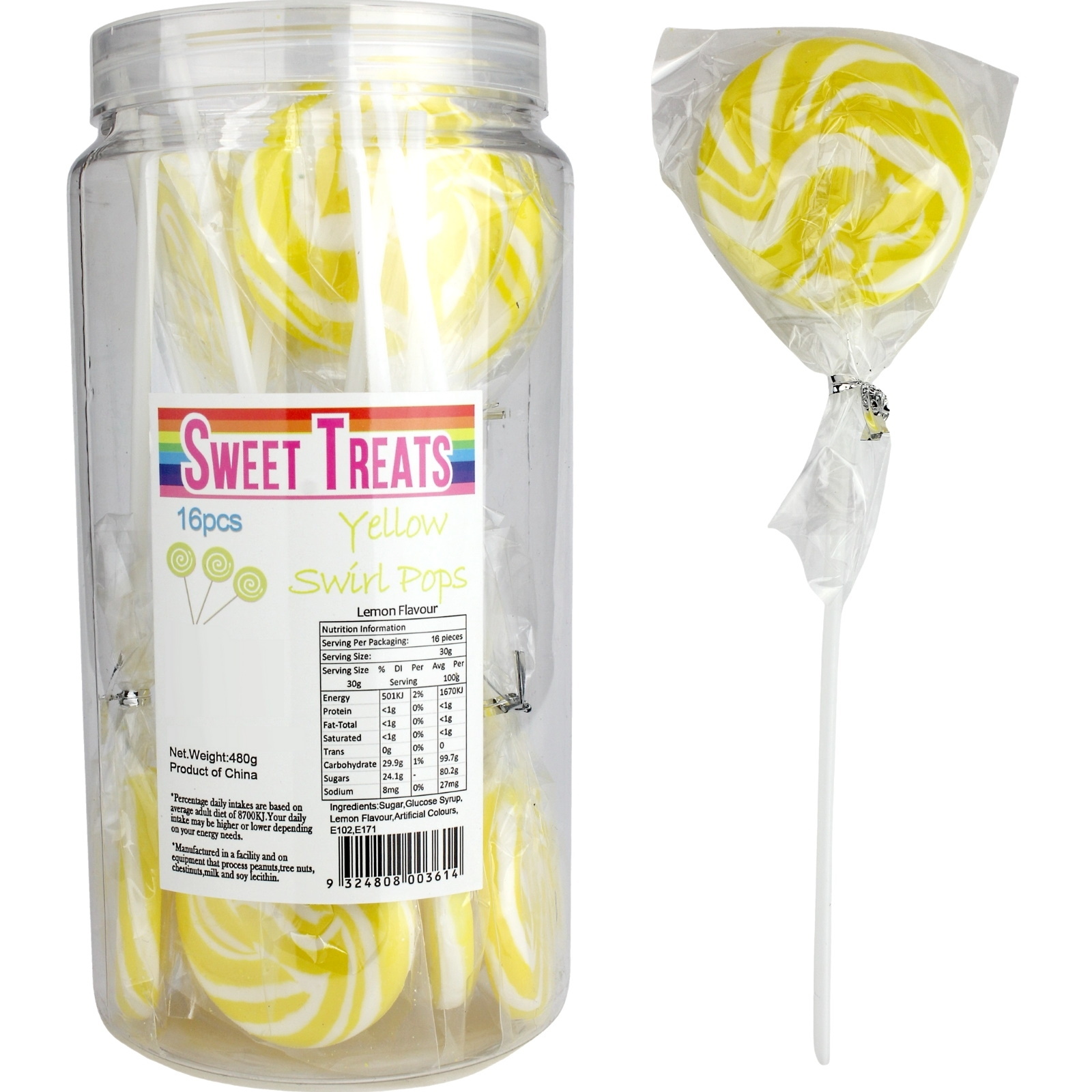Yellow Swirl Pops (Pack of 16) | Lollies, Sweets, & Candy | Party Food ...