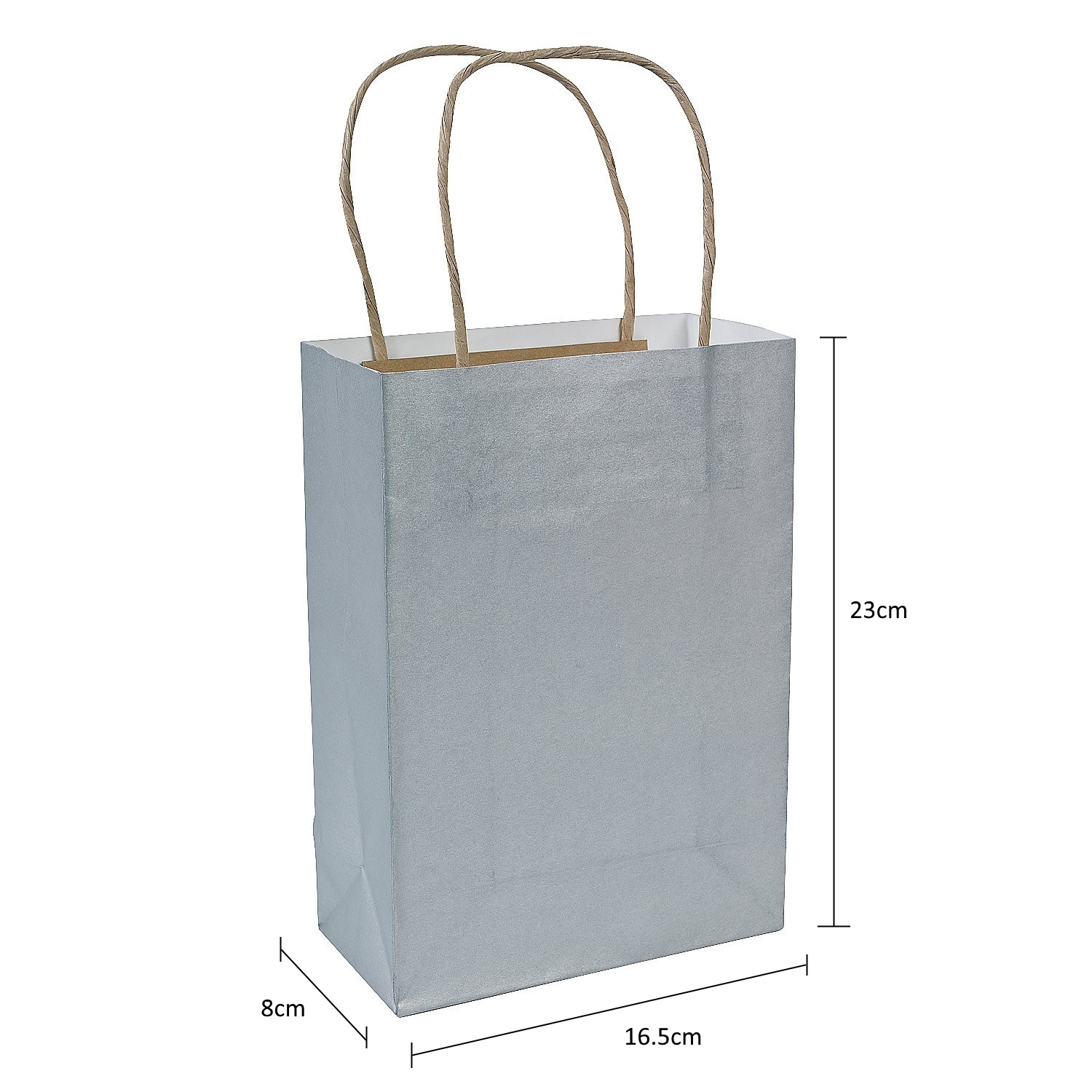 Silver Paper Gift Bags (Pack of 12) | Silver Party Supplies | Coloured ...