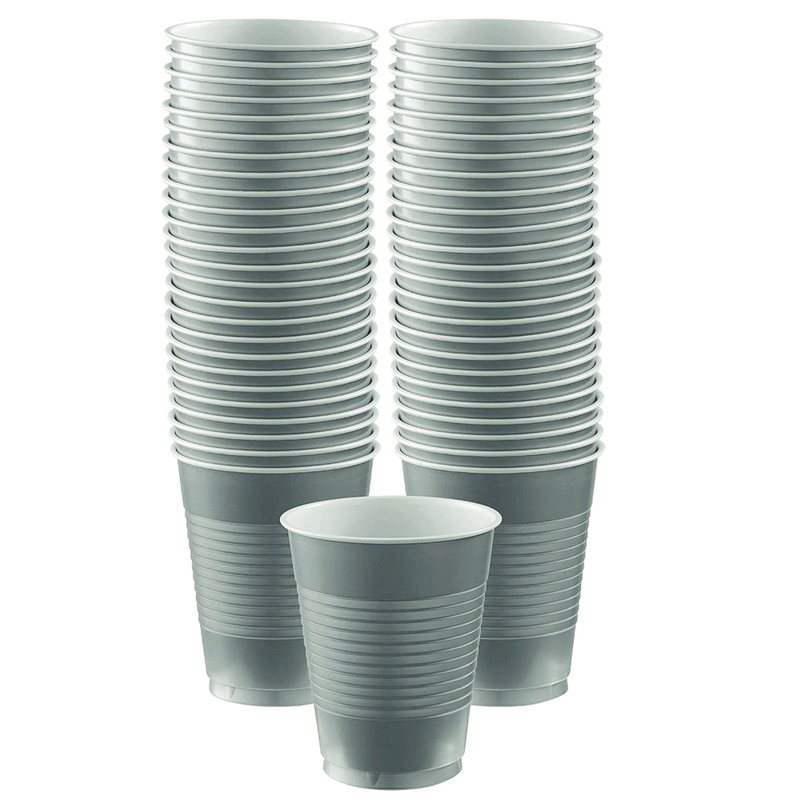 Silver Plastic Cups Big Party Pack (Pack of 50) - Discount Party Supplies