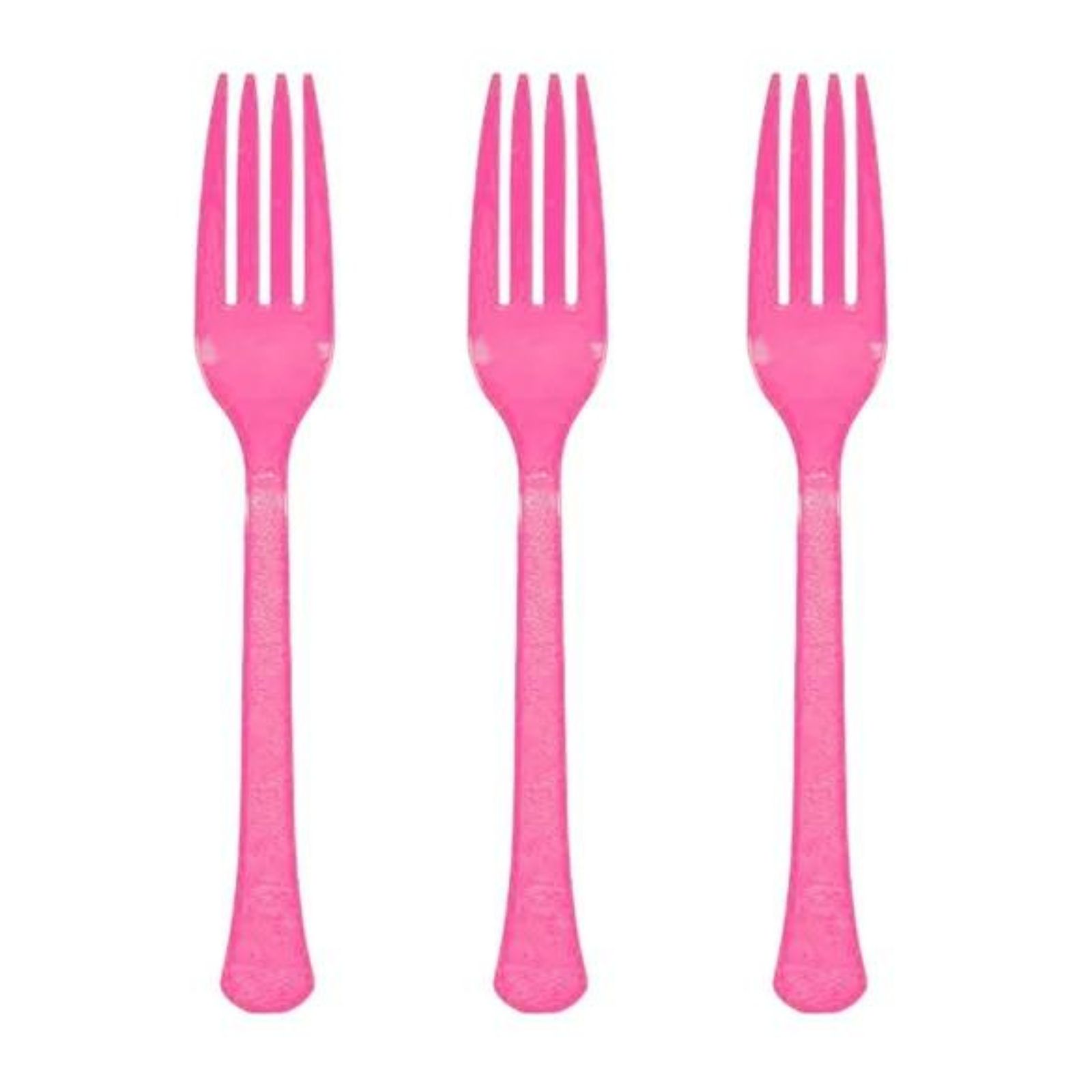 Bright Pink Reusable Plastic Forks (Pack of 20) - Discount Party Supplies