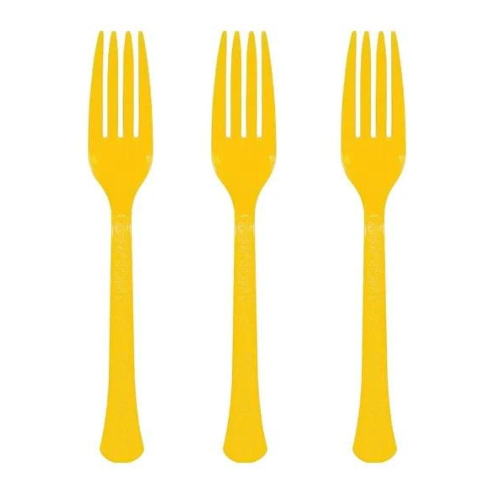 Yellow Reusable Plastic Forks (Pack of 20) - Discount Party Supplies