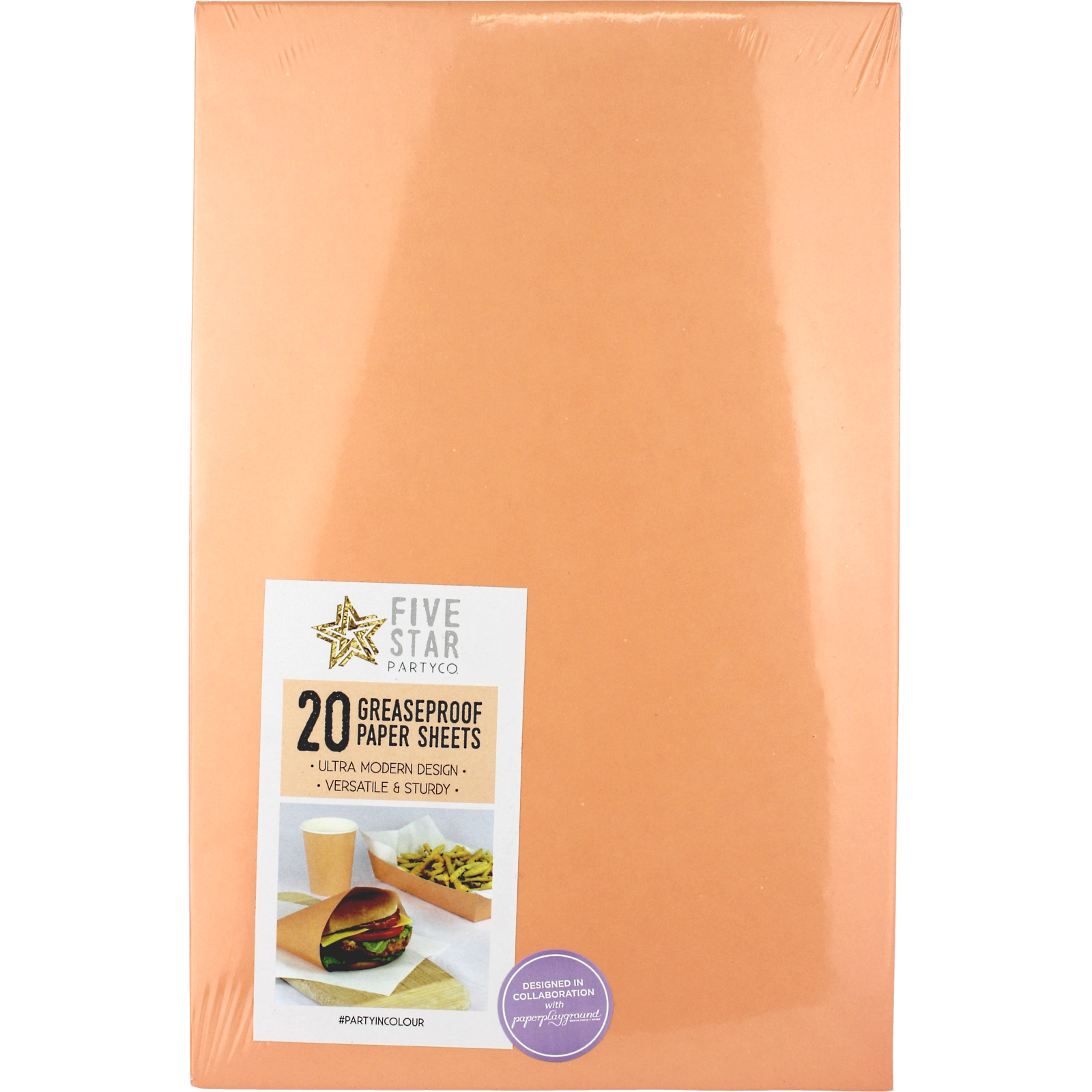 Peach Grease Proof Paper 32gsm (20 Sheets) - Discount Party Supplies