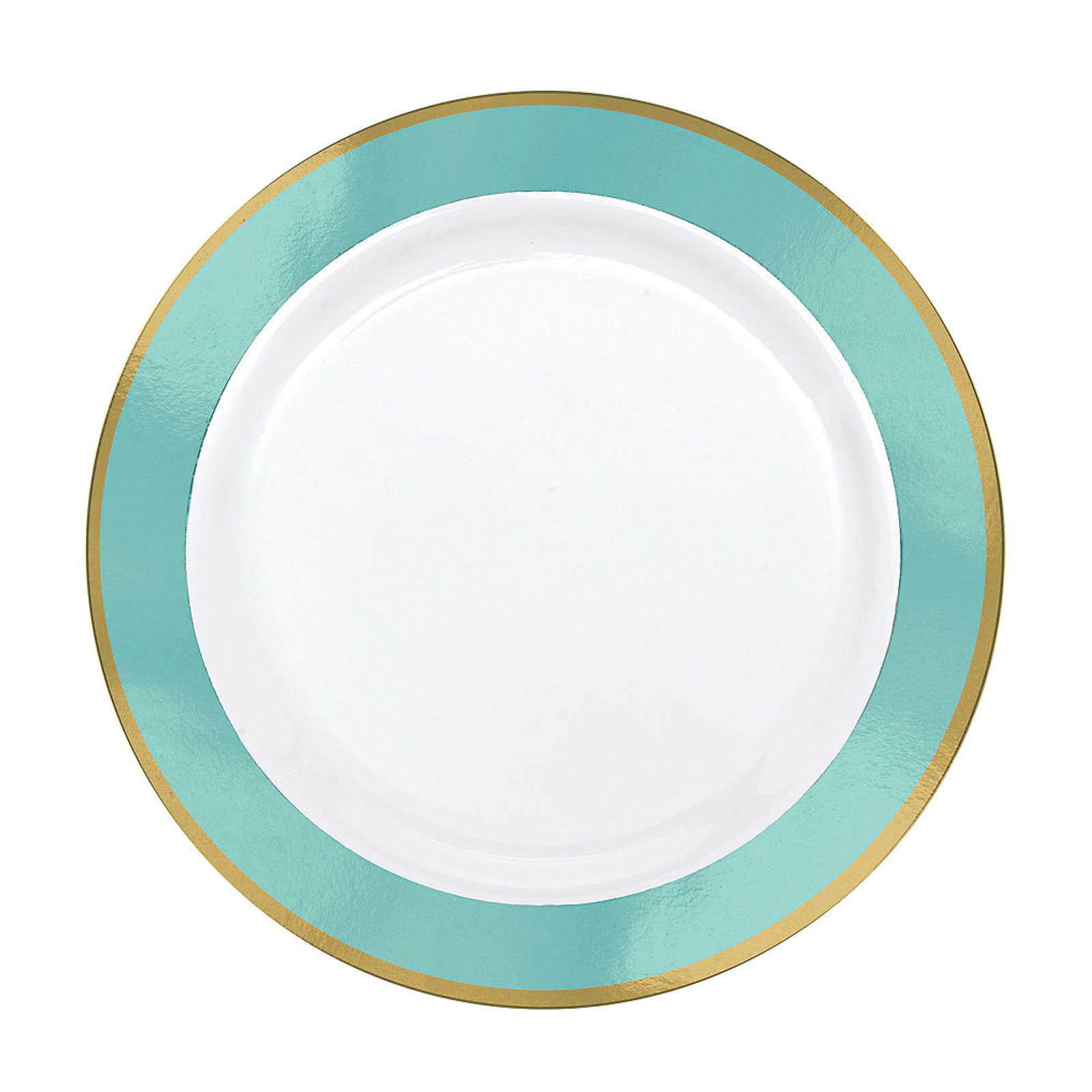 Caribbean Blue Metallic Border Premium Small Plastic Plates (Pack of 10 ...