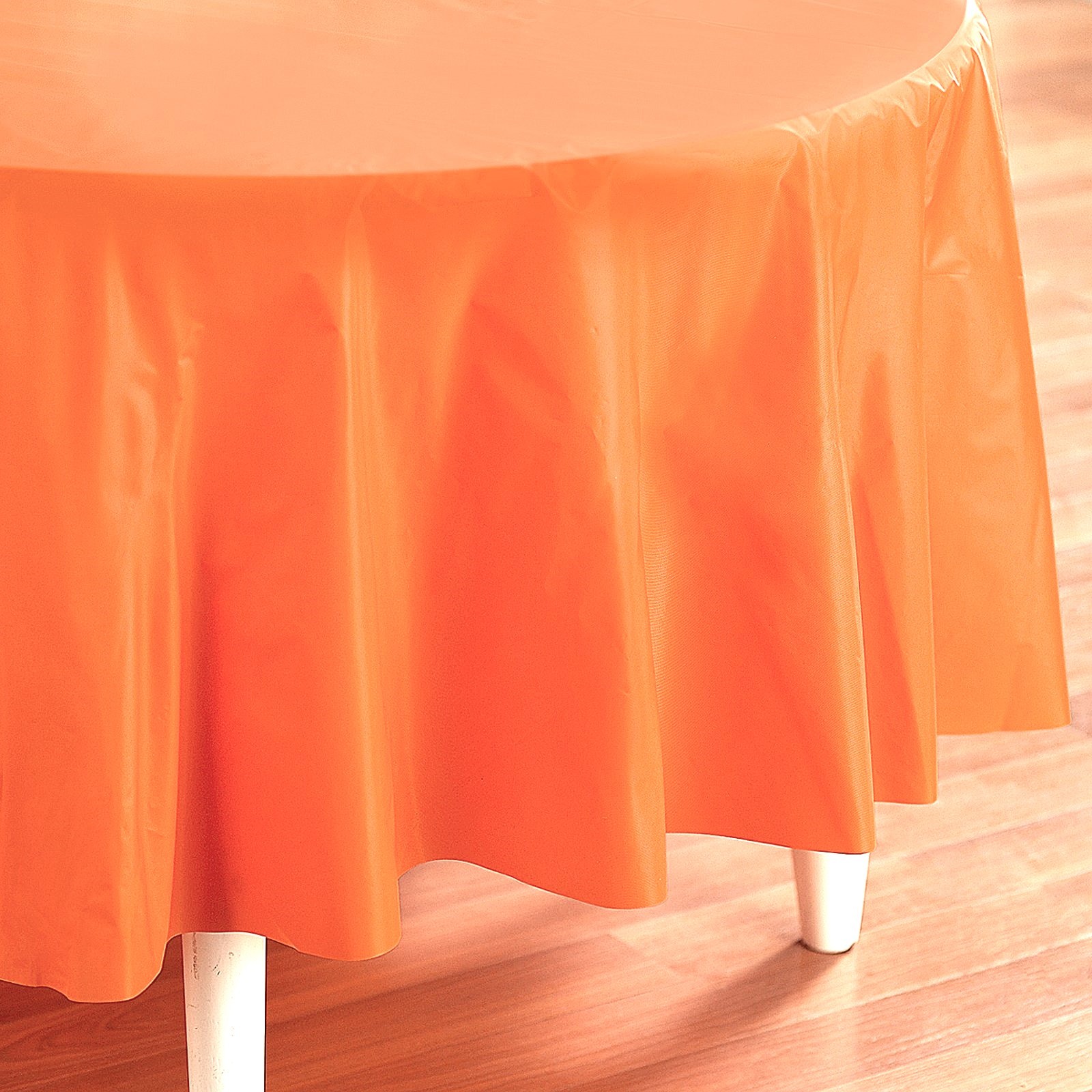 Orange Round Plastic Tablecloth - Discount Party Supplies