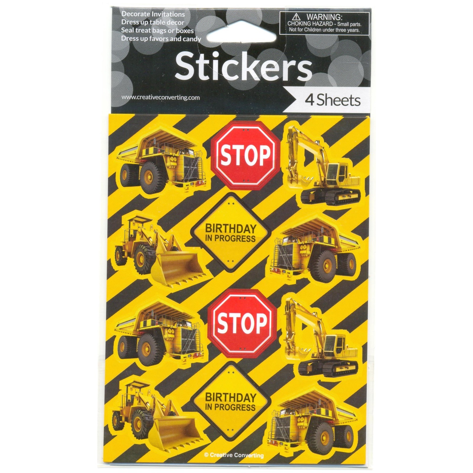 Construction Zone Stickers (4 Sheets) - Discount Party Supplies