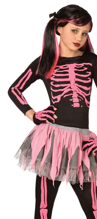 Skeleton Punk Pink Child Costume Small - Discount Party Supplies