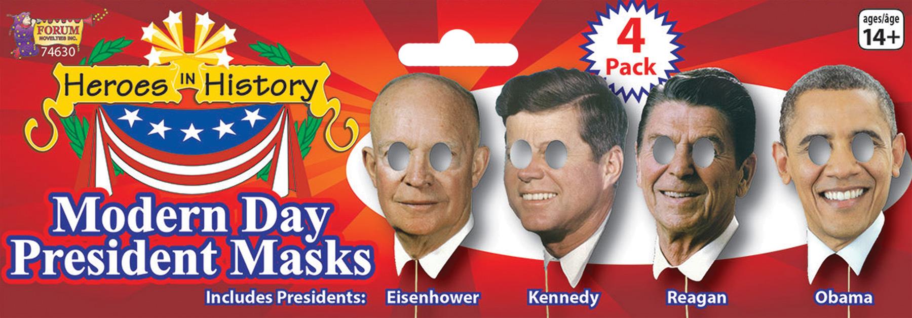 Presidents Stick Adult Masks Pack of 4 | Discount Party Supplies ...