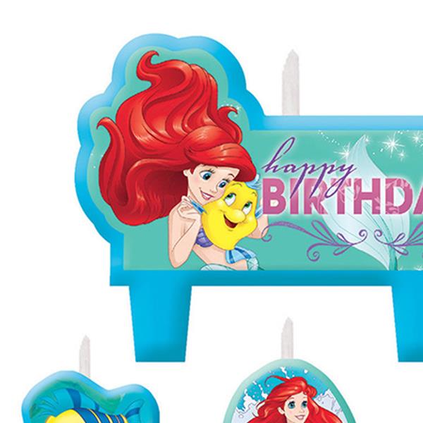 The Little Mermaid Ariel Happy Birthday Mini Moulded Candle Pack of 4 ...
