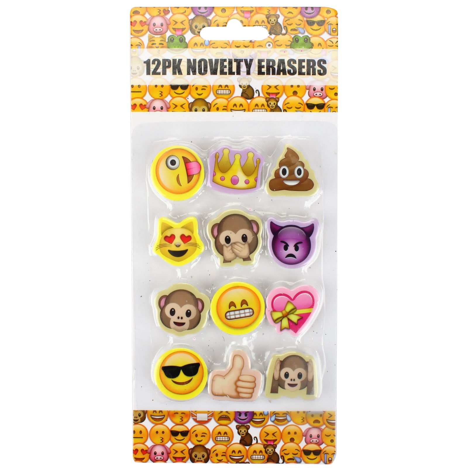Novelty Emoji Erasers (Pack of 12) - Discount Party Supplies