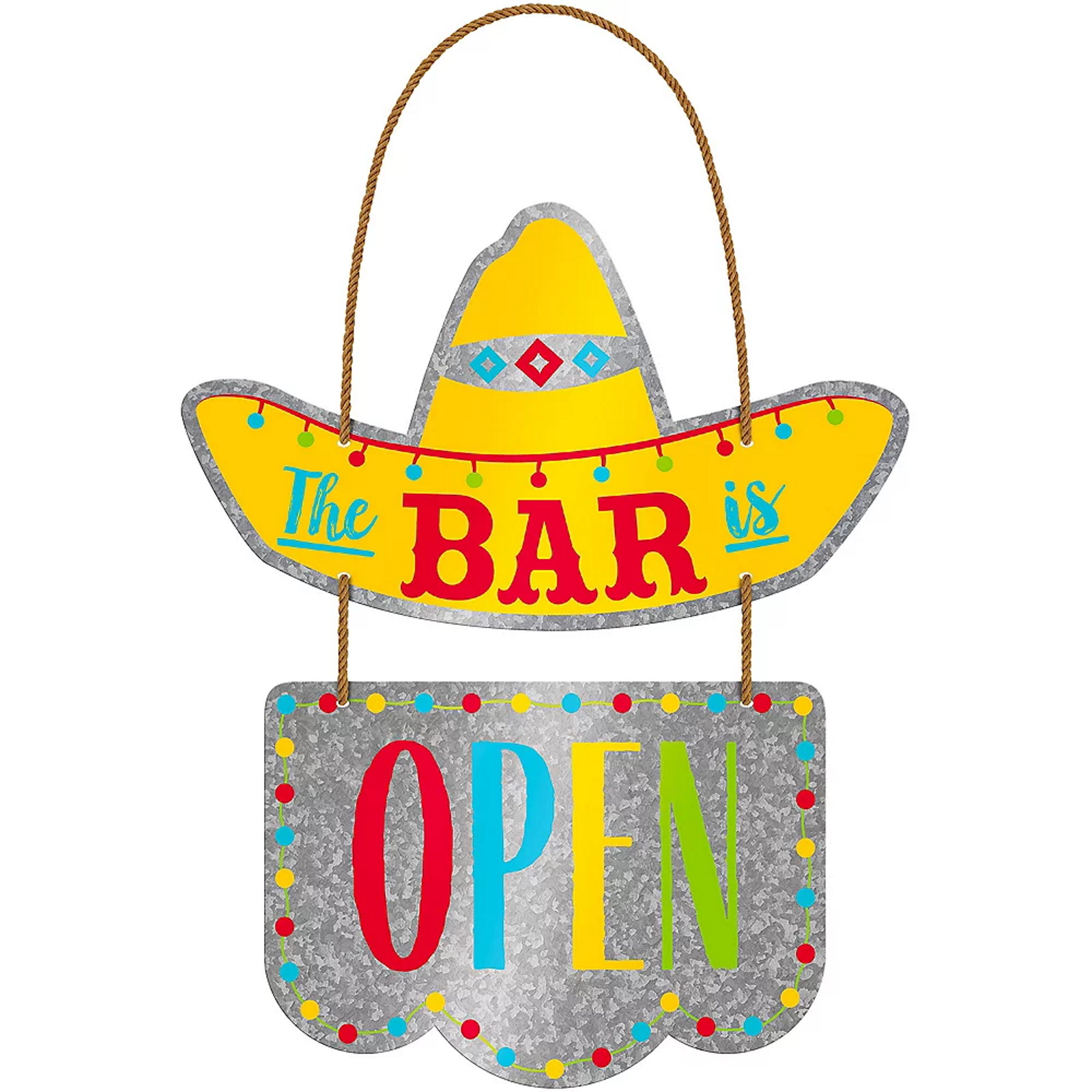 The Bar Is Open Sombrero Metal Hanging Sign | Mexican Fiesta | Themed ...
