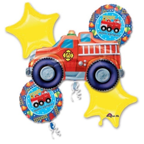 Fire Engine Helium Balloon Bouquet - Discount Party Supplies