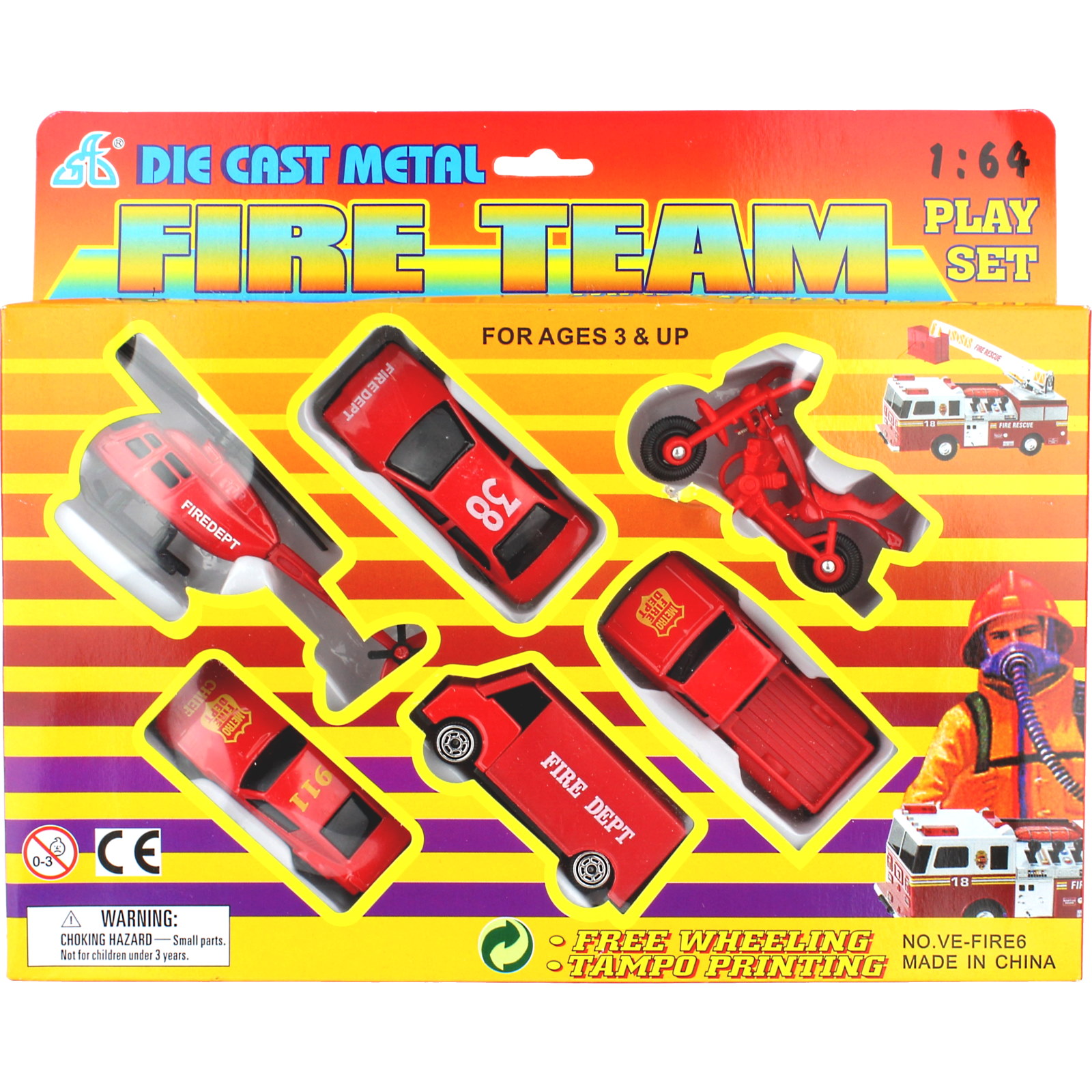 Fire Team Vehicle Playset (Pack of 6) | Fire Engine | Boys Birthday ...