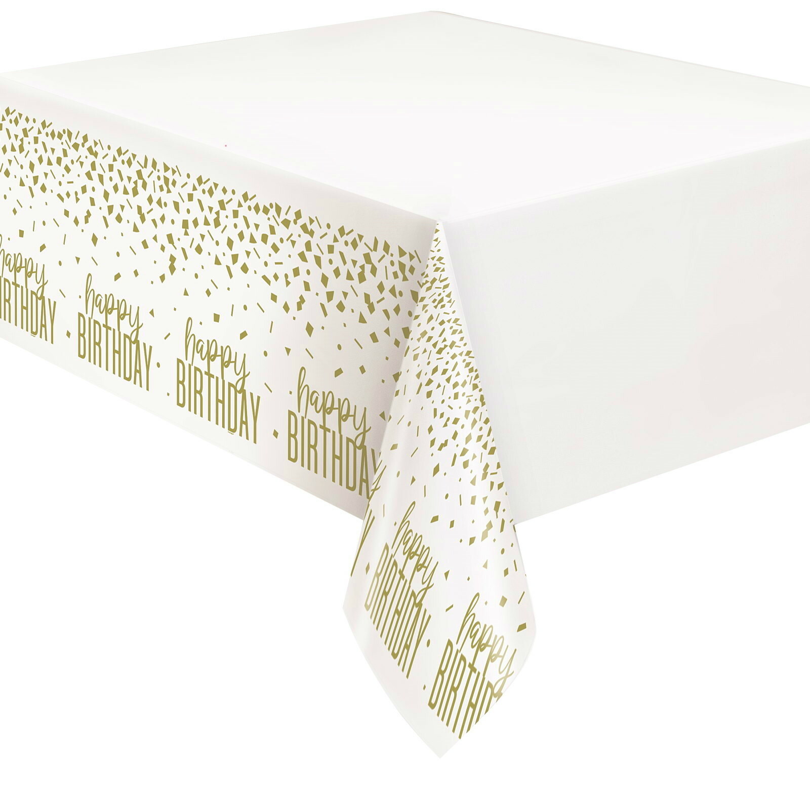 Gold Confetti Happy Birthday Plastic Tablecloth | Gold Confetti ...