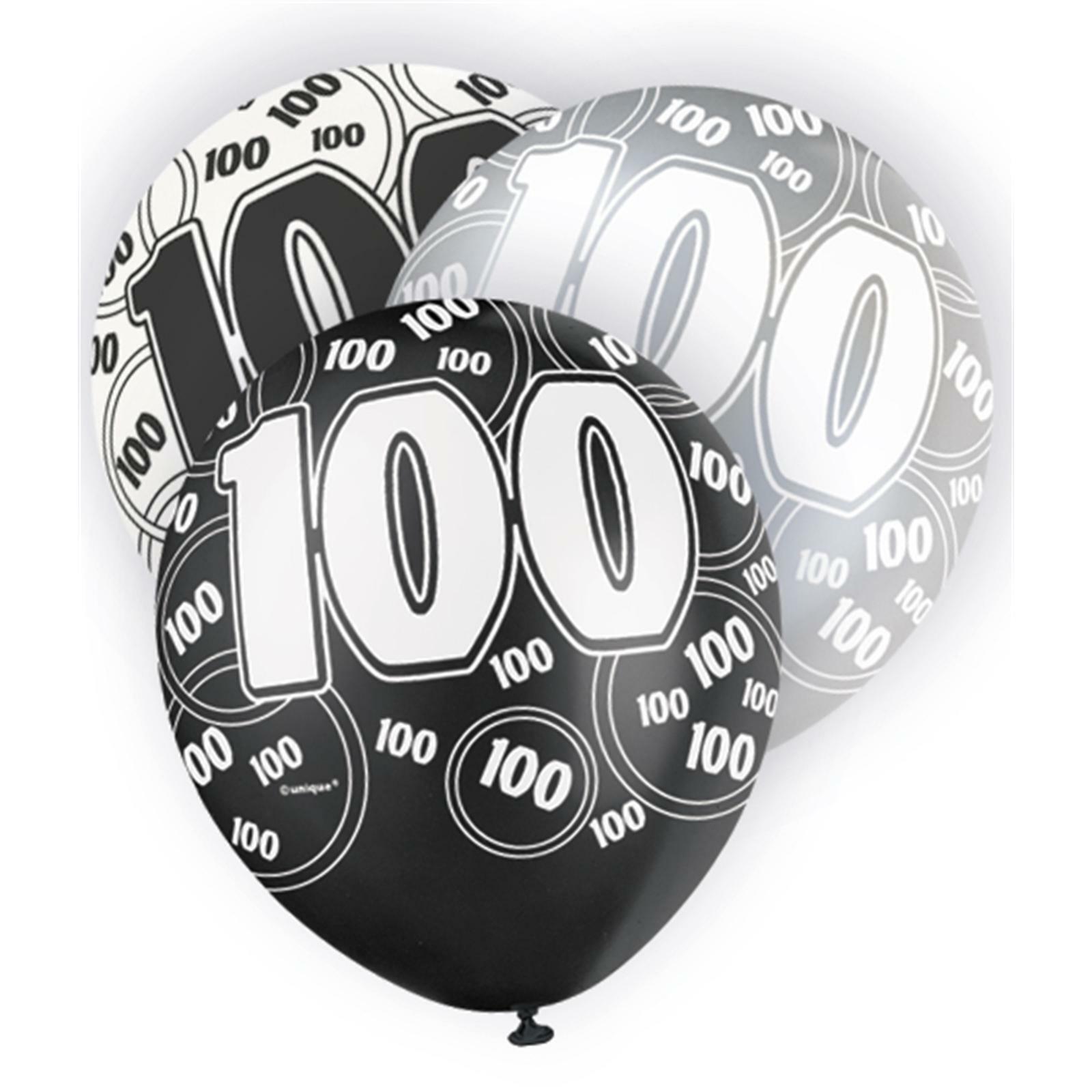 Glitz 100th Birthday Balloons (Pack of 6) - Discount Party Supplies