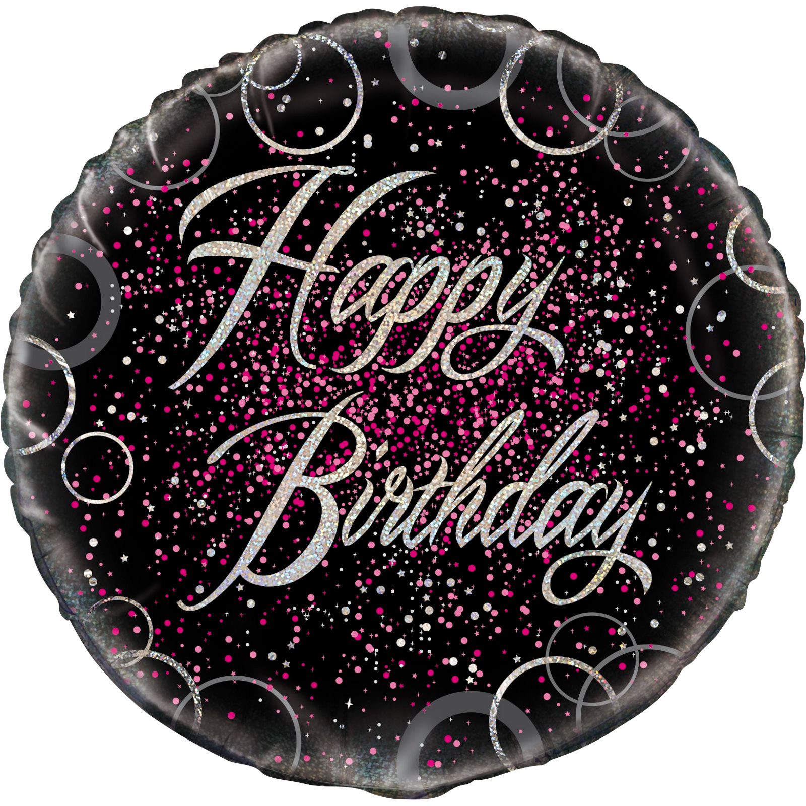 Glitz Pink Happy Birthday Prismatic Foil Helium Balloon - Discount ...