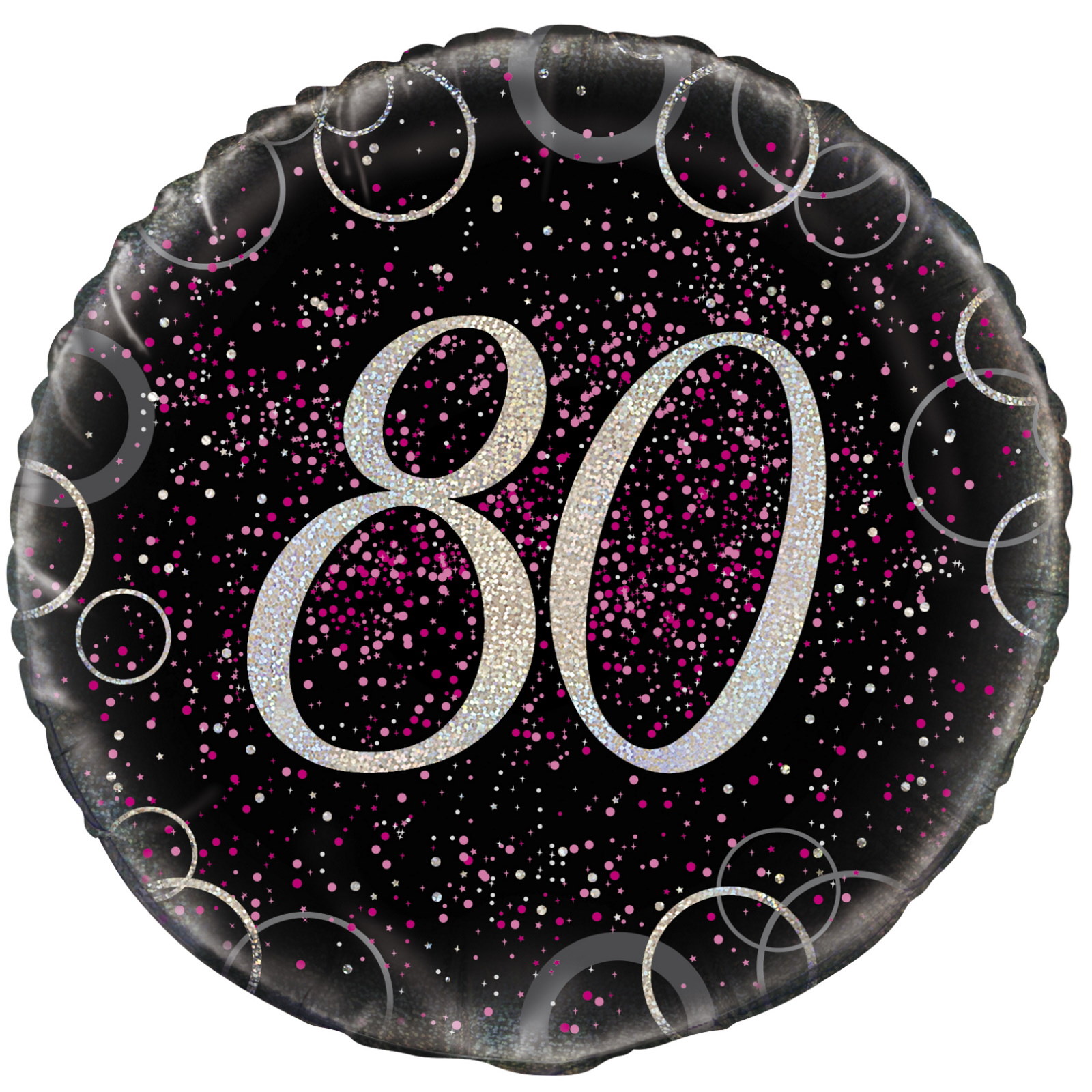 Glitz Pink 80th Prismatic Foil Helium Balloon - Discount Party Supplies
