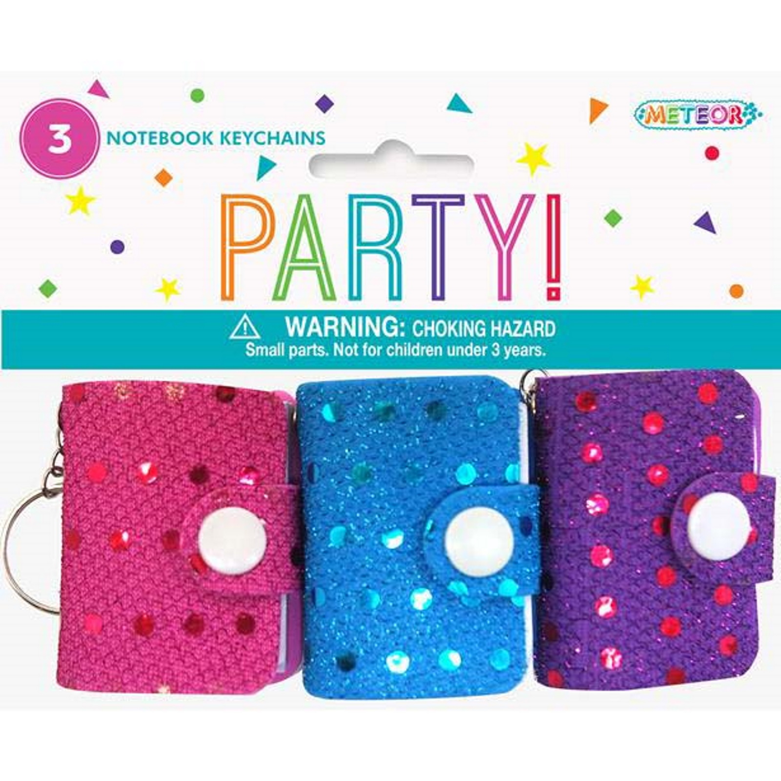 Sequin Notebook Keyrings (Pack of 3) - Discount Party Supplies