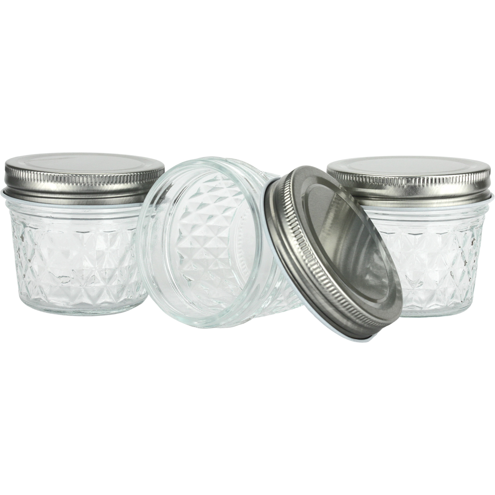 Quilted Screw Top Glass Conserve Jars 135ml (Pack of 3) - Discount ...