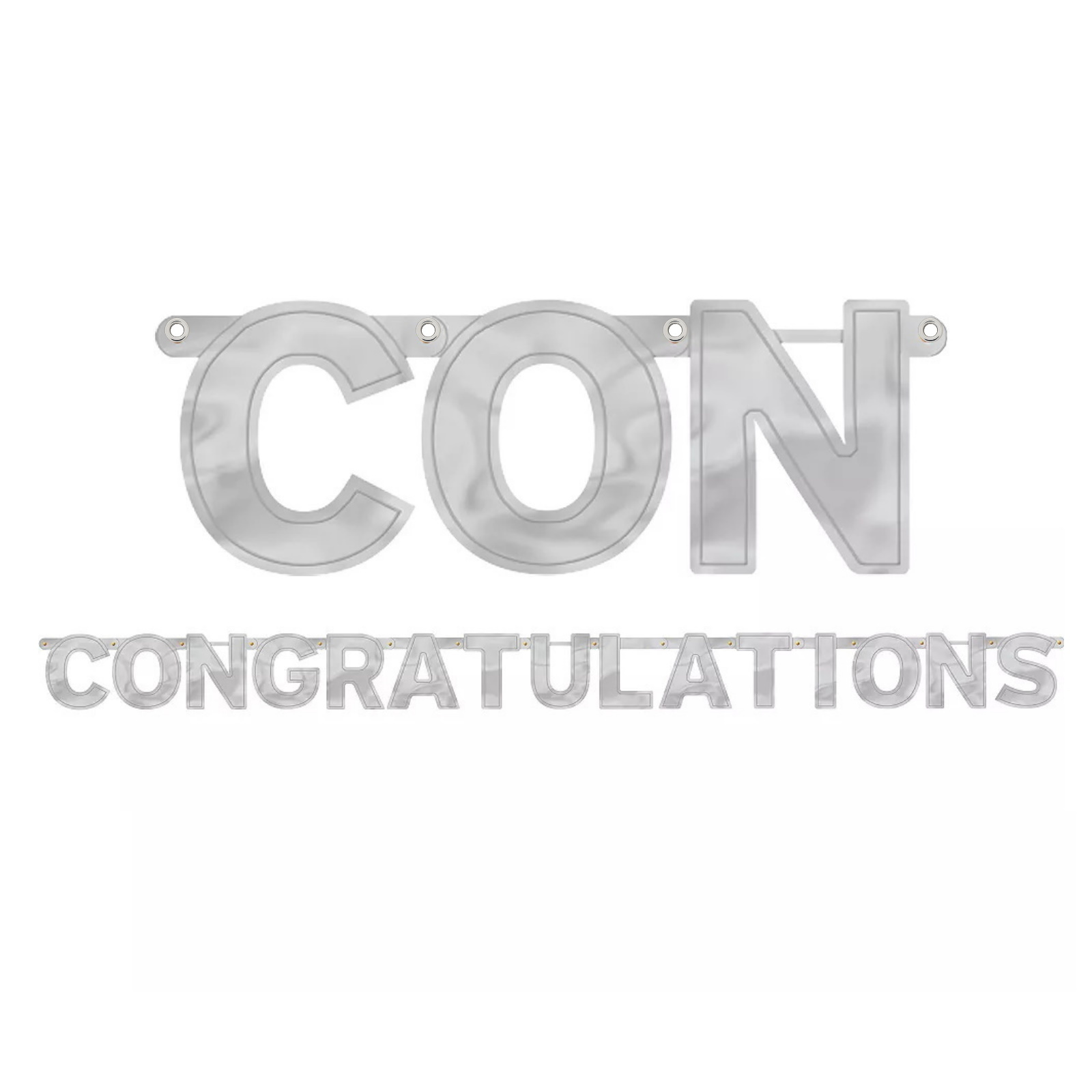 Congratulations Silver Jointed Banner 2m - Discount Party Supplies