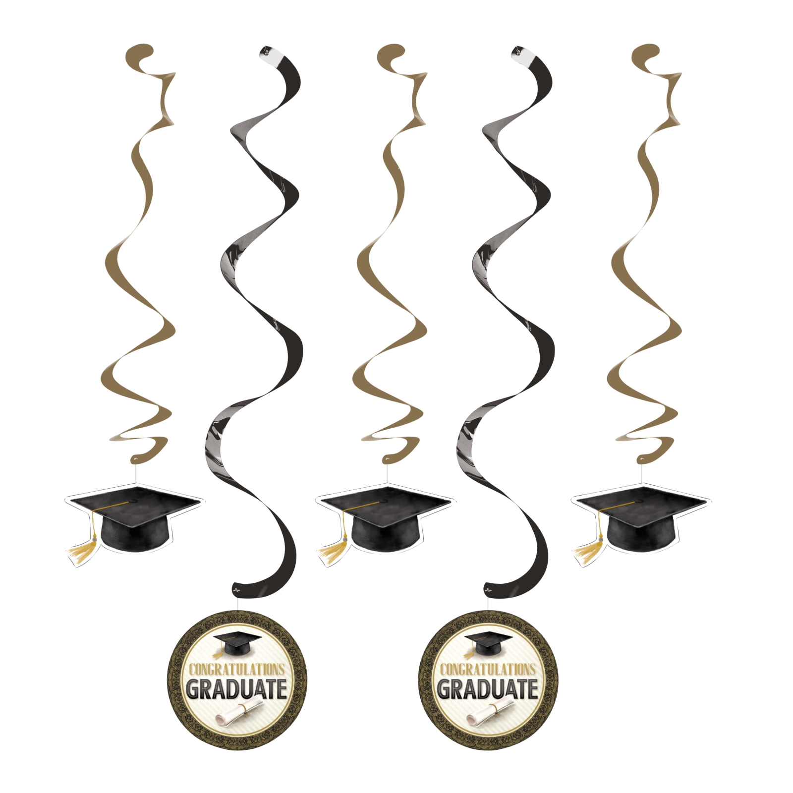 Classic Graduation Swirl Decorations (Pack of 5) - Discount Party Supplies