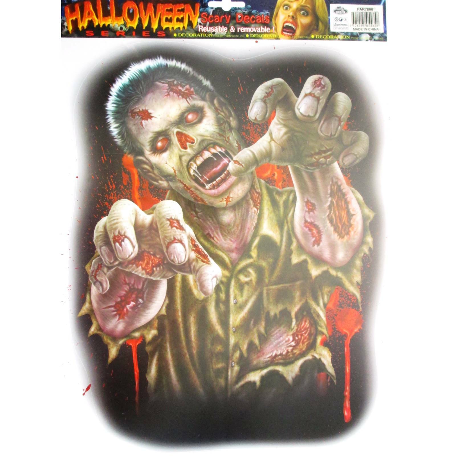 Halloween Horror Window Decal Zombie C - Discount Party Supplies